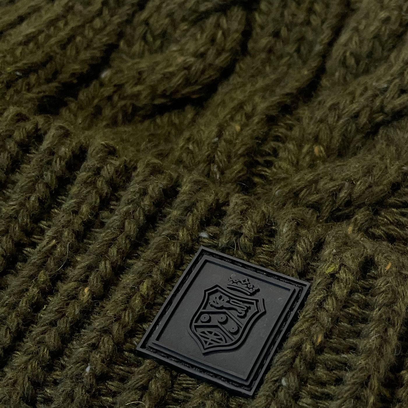 FAILSWORTH Aran Retro Cable Knit Beanie Pom-Pom Hat Olive