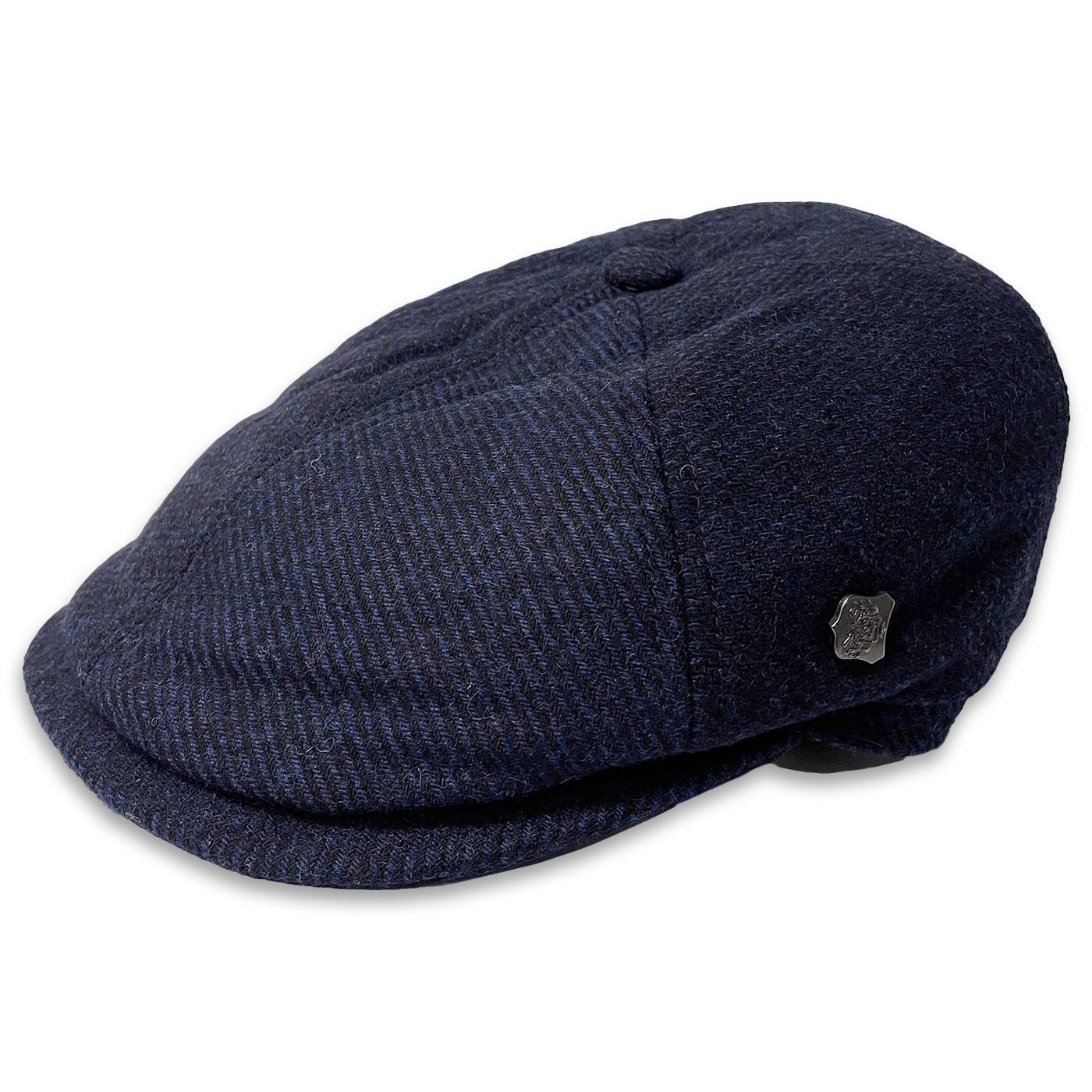Failsworth Men's Hudson Mix 6 Panel Retro Baker Boy Cap Blue