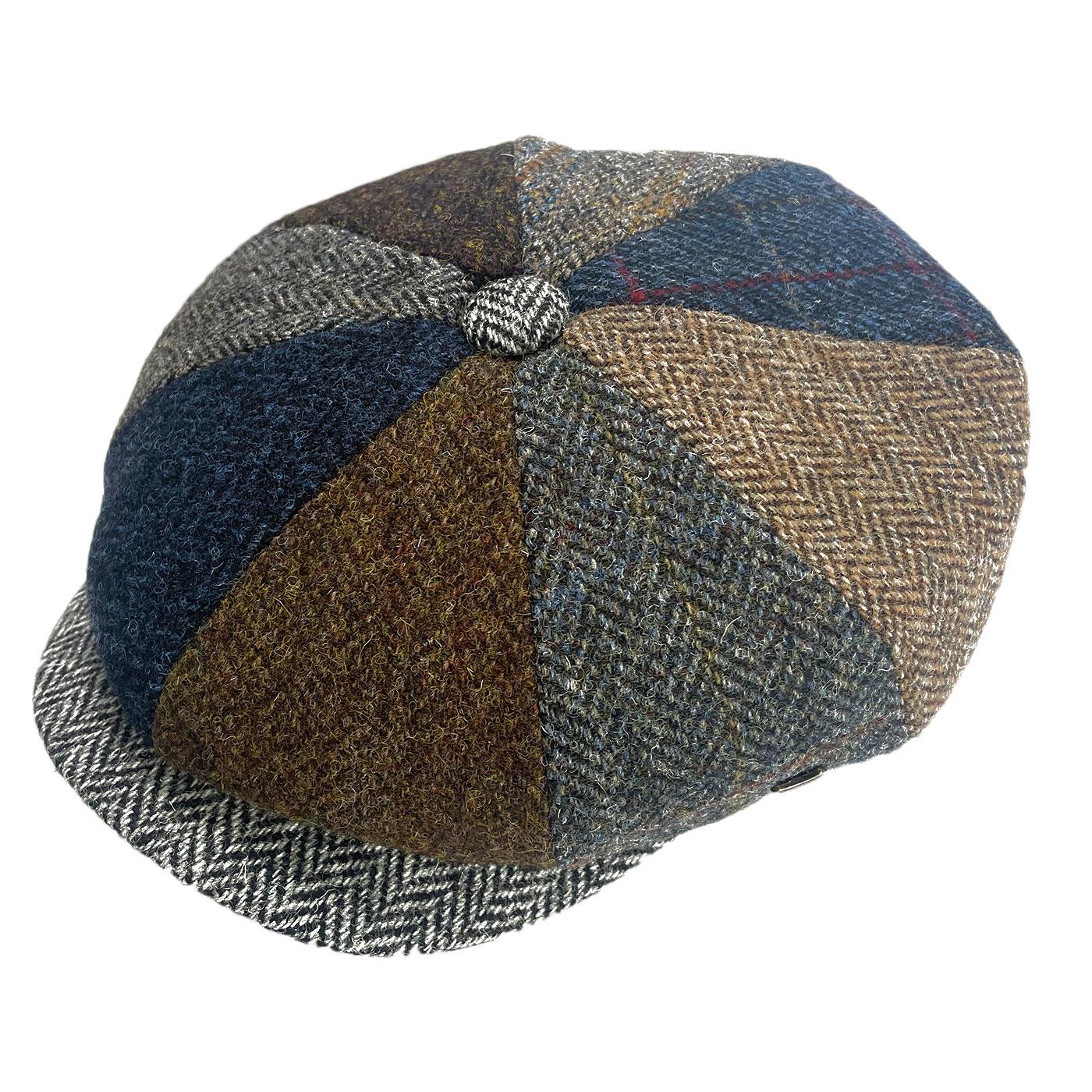 Lewis Harris Tweed Retro 8 Panel Bakerboy Cap by Failsworth