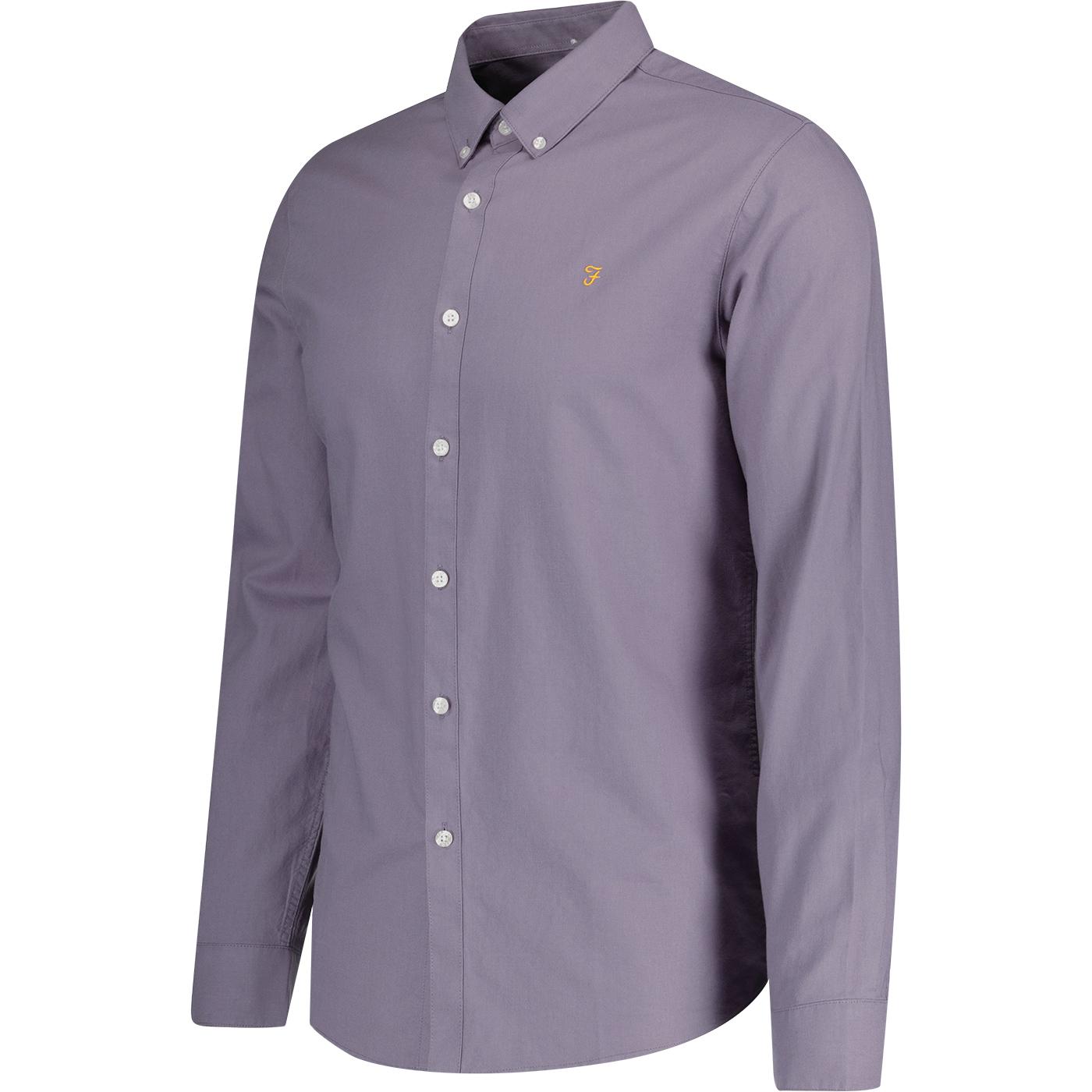 Farah Brewer Mod Slim Fit Oxford Shirt in Dusty Purple