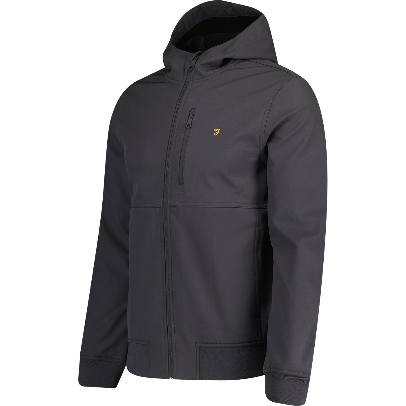 Farah Vintage Rudd Waterproof Softshell Hooded Jacket in Grey