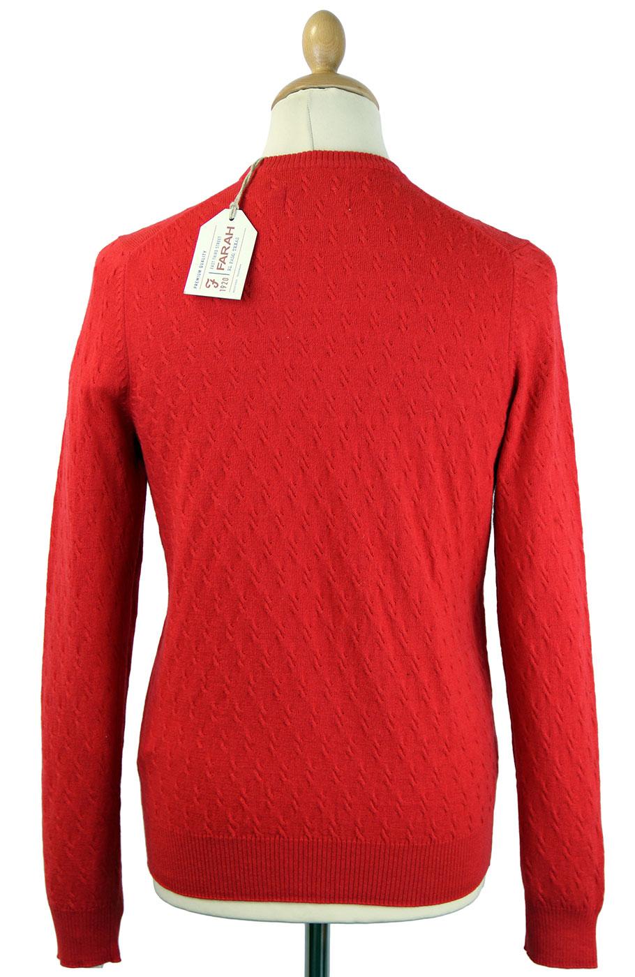 FARAH 1920 Kinnerton Retro 60s Mod Cable Knit Jumper Spice