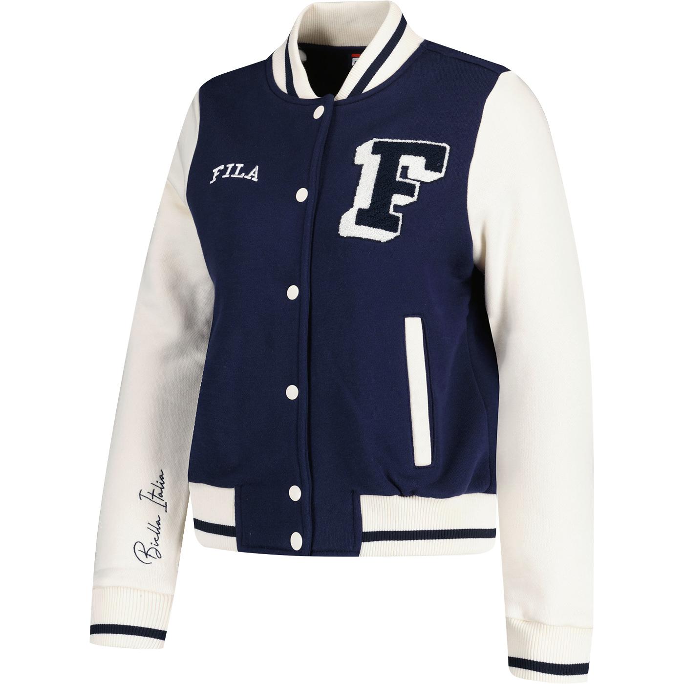Fila Women Batesville retro Varsity Fleece Jacket Navy Gardenia