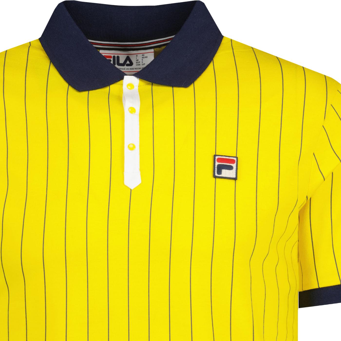 Fila Vintage BB1 Retro Striped Polo Shirt in High Visibility Navy