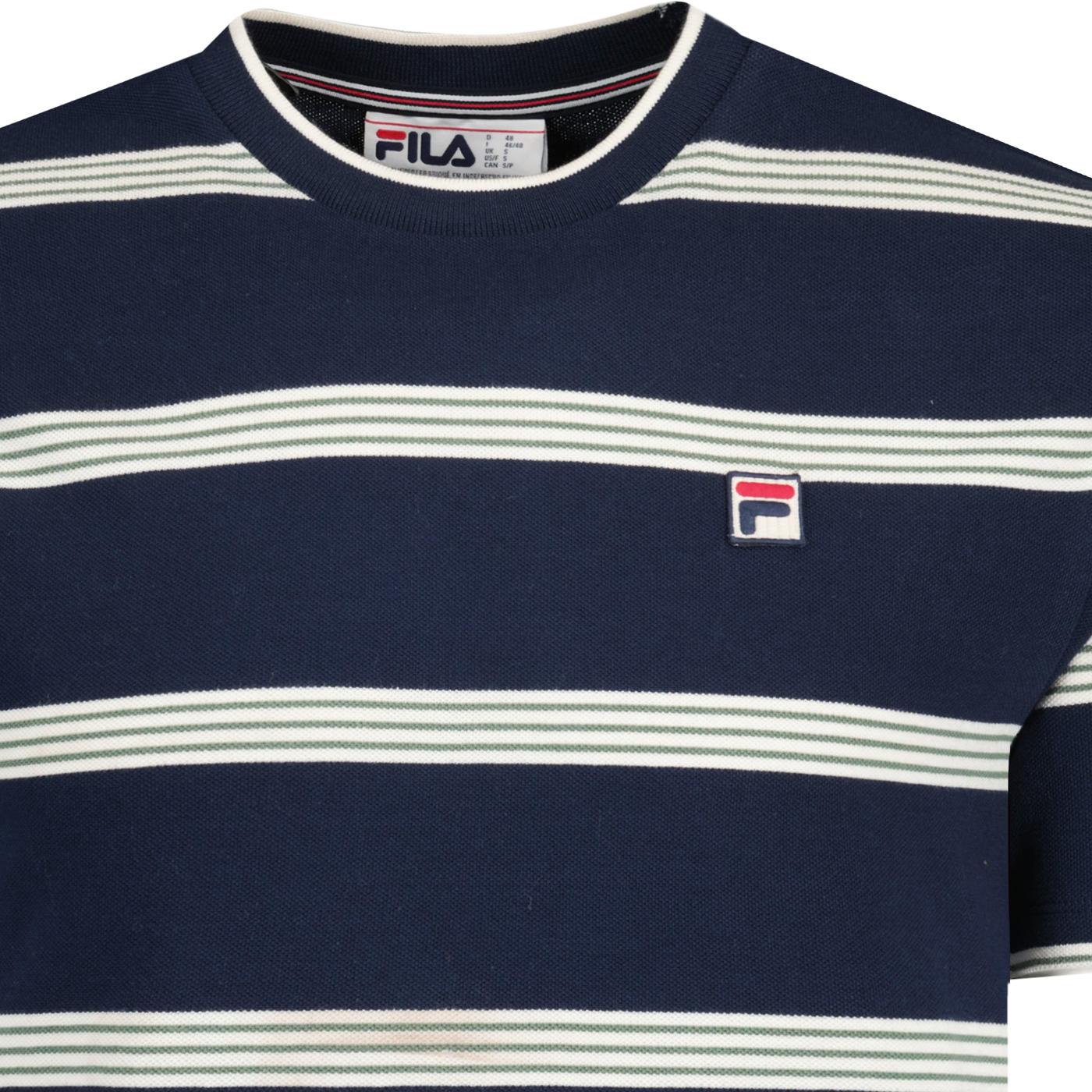 Fila Vintage Chapman Yarn Dyed Stripe Pique Tee in Navy White
