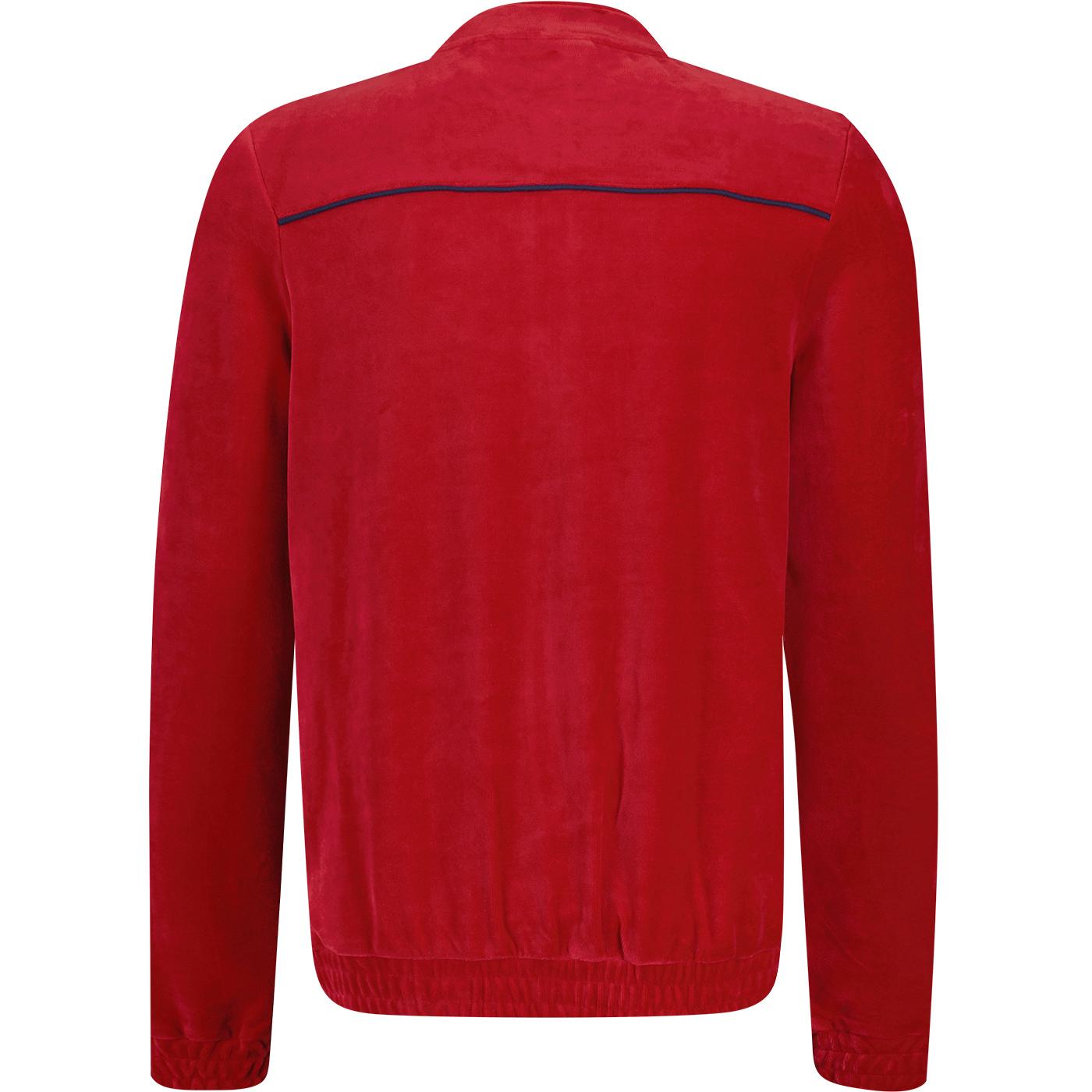 Fonzo Fila Vintage Retro 80s Velour Track Top in Red Navy