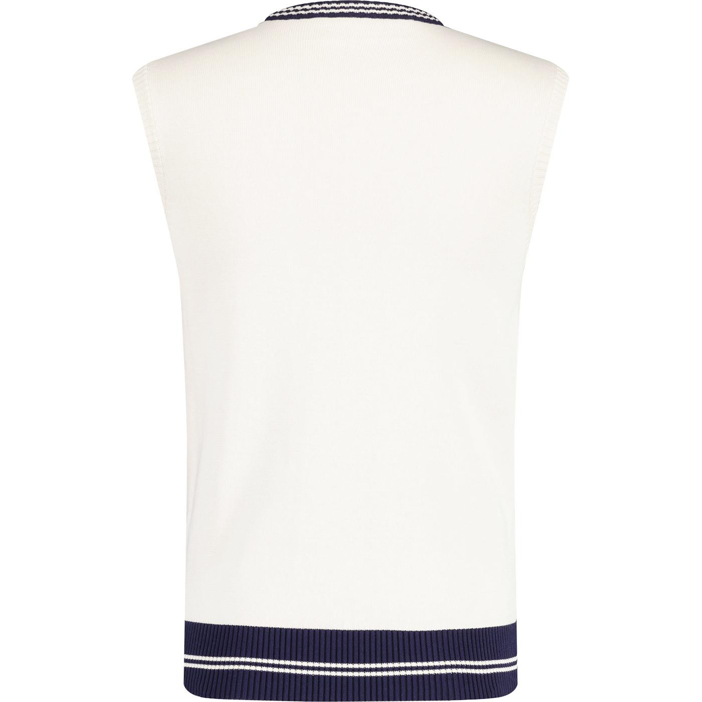 Fila Vintage Francis V-neck Retro Knitted Vest in Gardenia Navy