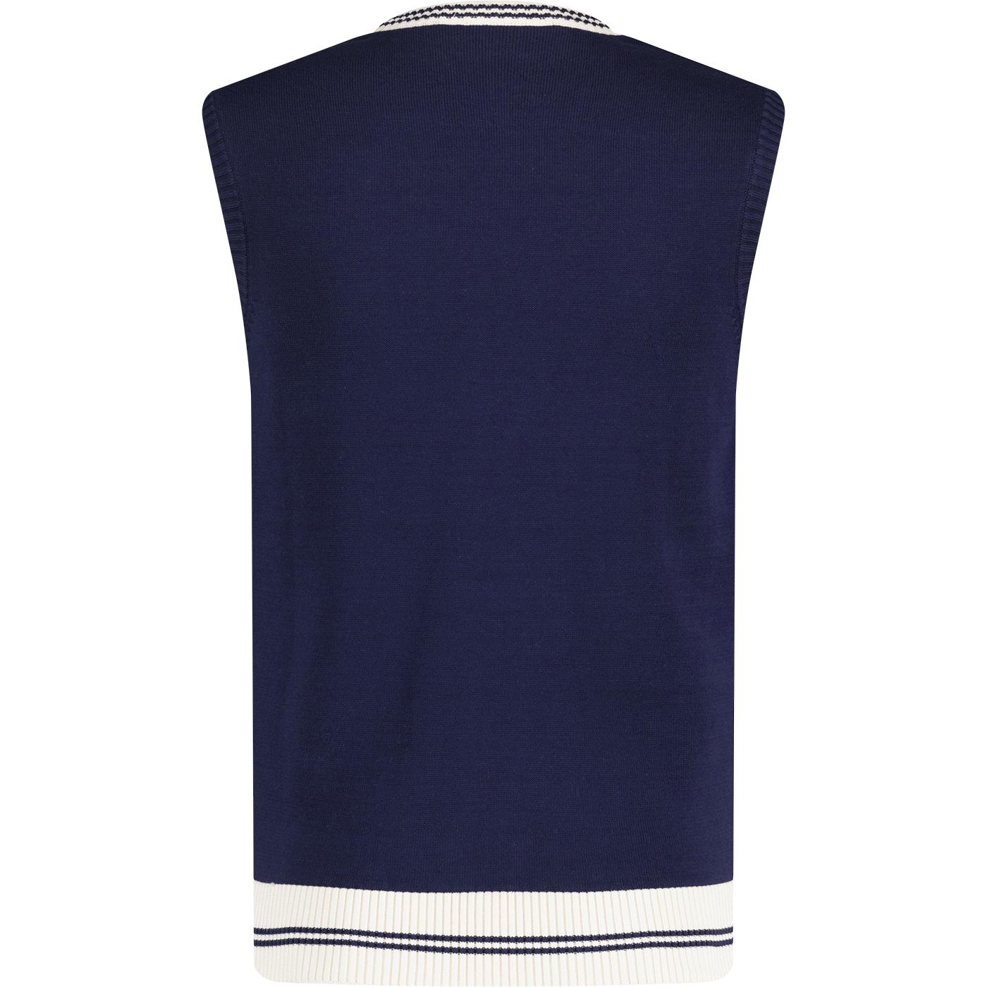 Fila Vintage Francis V-neck Retro Knitted Vest in Navy Gardenia