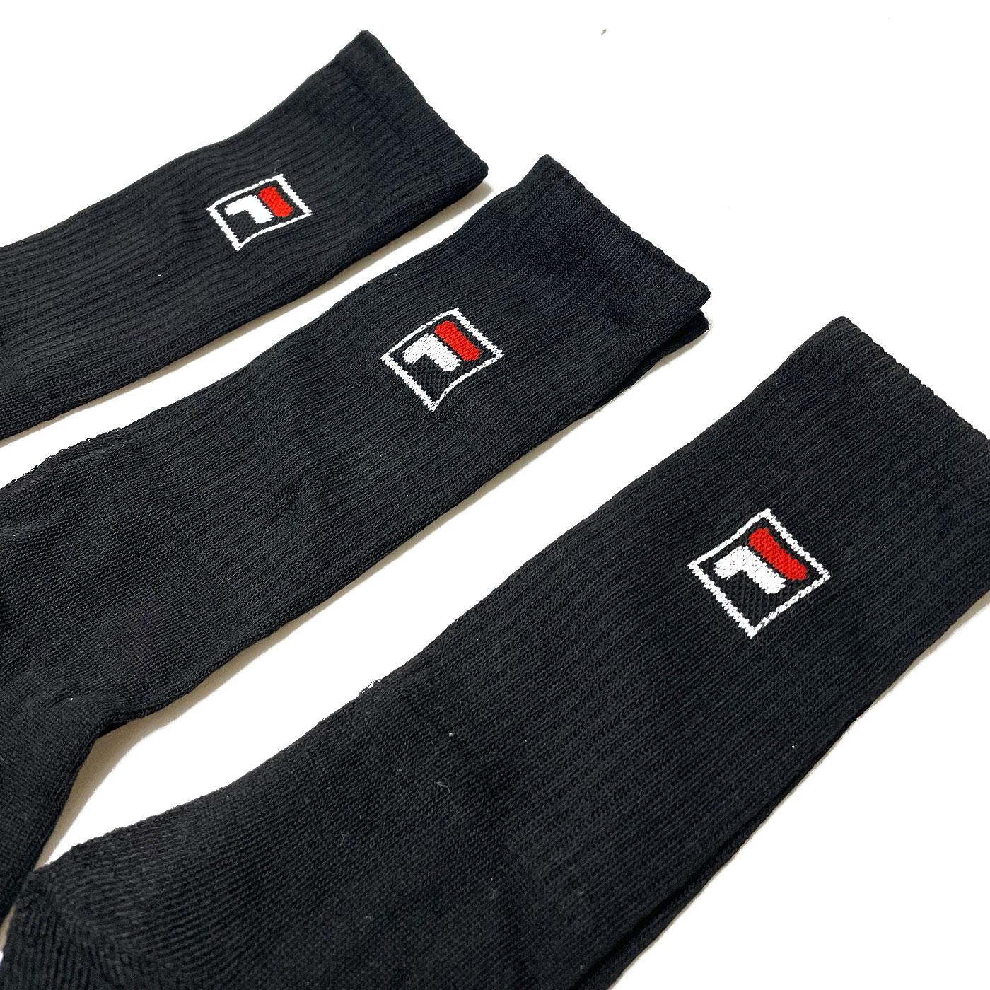 Fila Vintage 3 Pack GOAT Classic Crew Branded Socks in Black