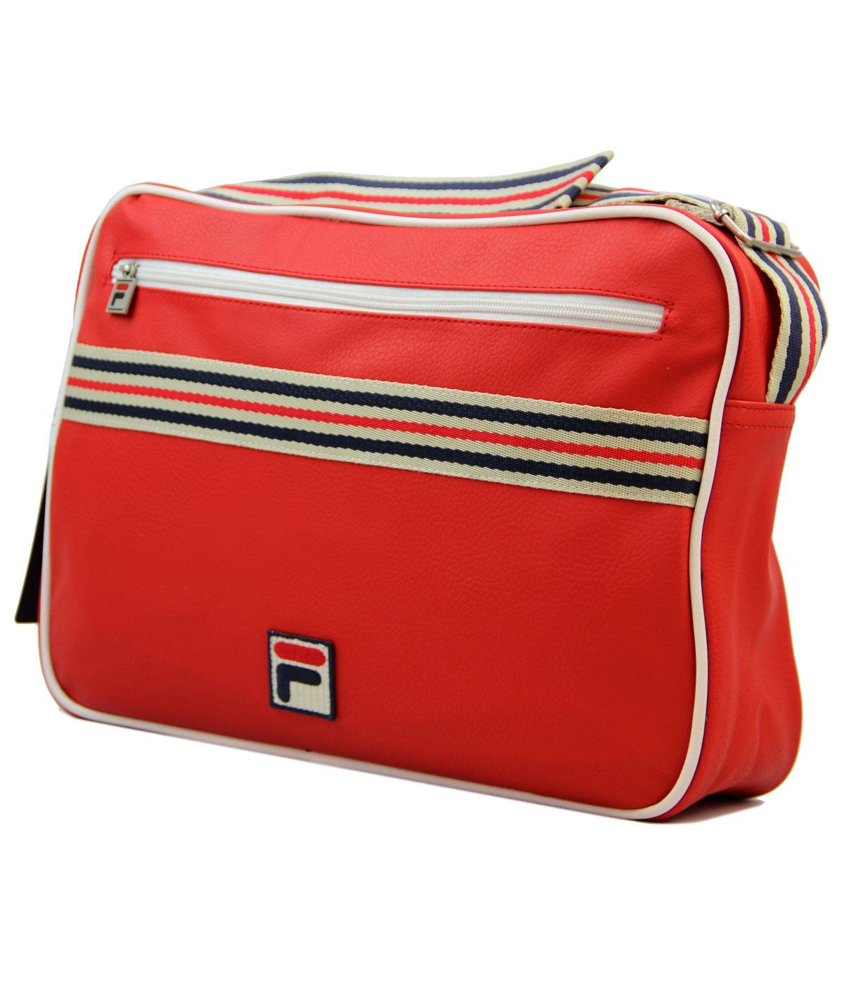 FILA VINTAGE Cambria Retro Mod Flight Bag in Chinese Red