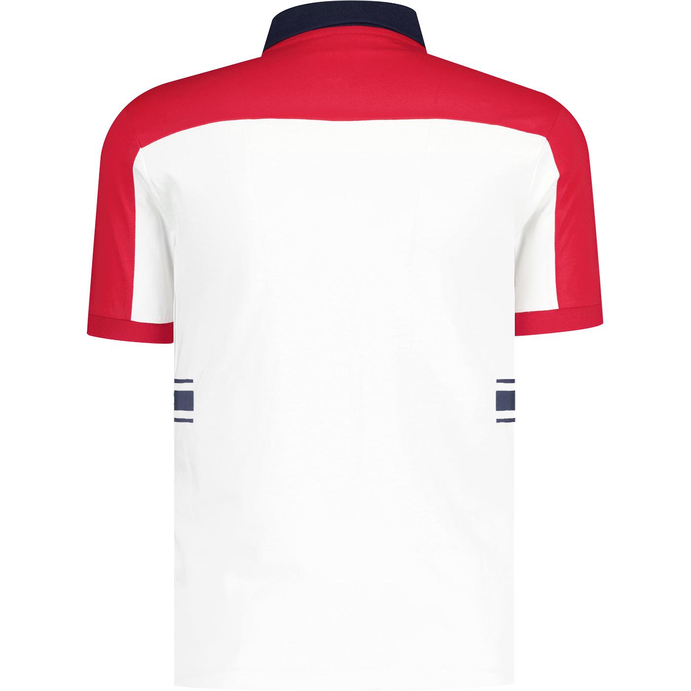Fila Vintage Mivvi Retro 70s Colour Block Polo White Red Navy