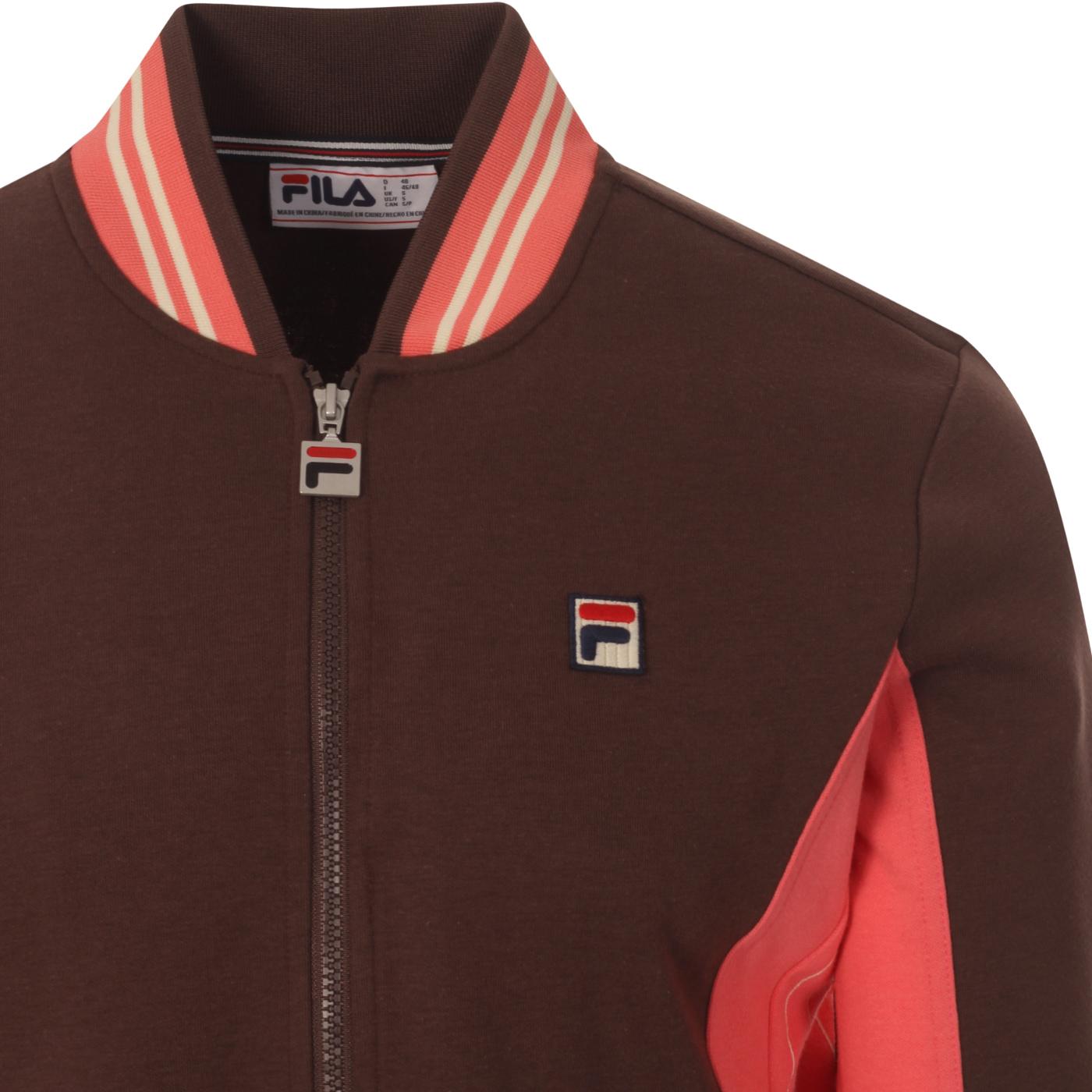 FILA VINTAGE Settanta Retro 70s Borg Track Top in French Roast