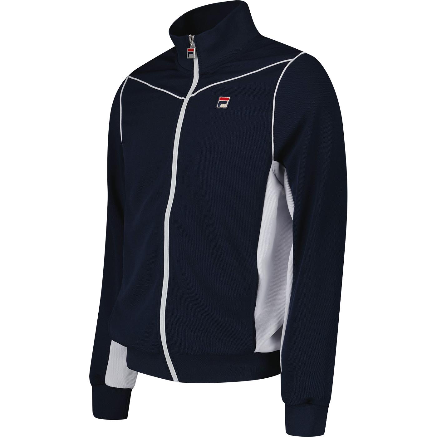 Vicktor FILA VINTAGE Retro 80s Textured Track Jacket in Navy