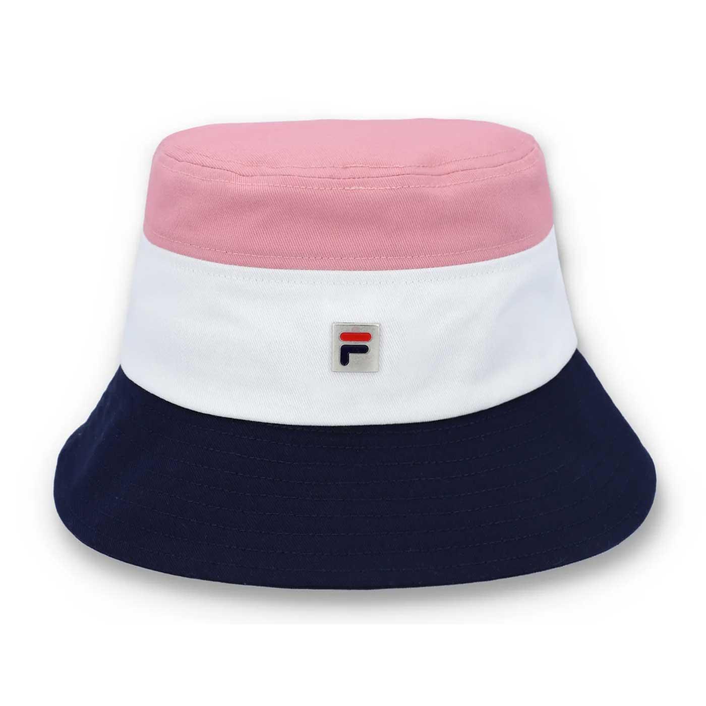 Fila Vintage Marco Tricolour Retro Bucket Hat in Navy Foxglove