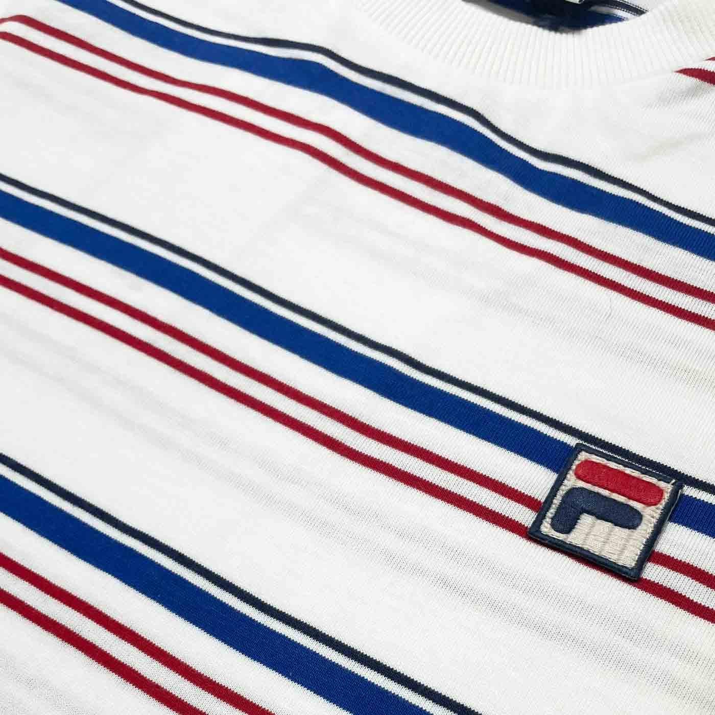 Stan Fila Vintage Yarn Dyed Retro Stripe Tee in White