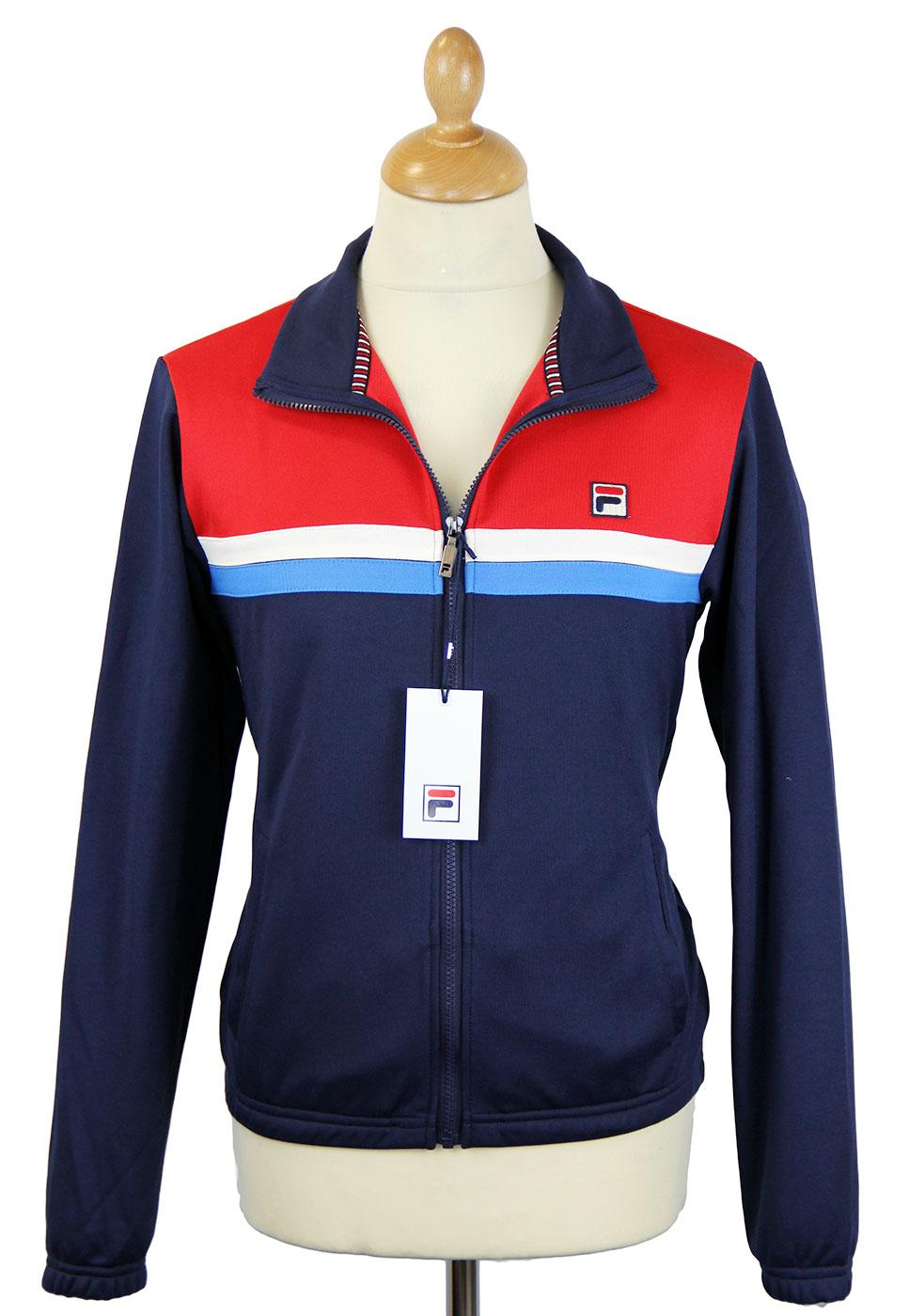 FILA VINTAGE Bowbreaker Retro 70s Panel Stripe Track Top Blue Red