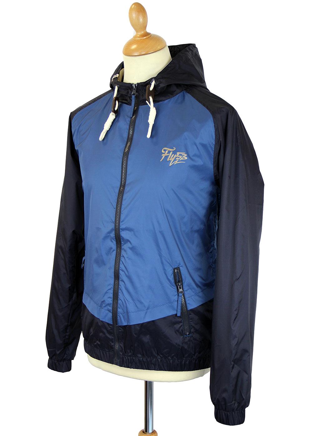 FLY53 Zarco Retro 70s Indie Hooded Windbreaker Jacket Midnight