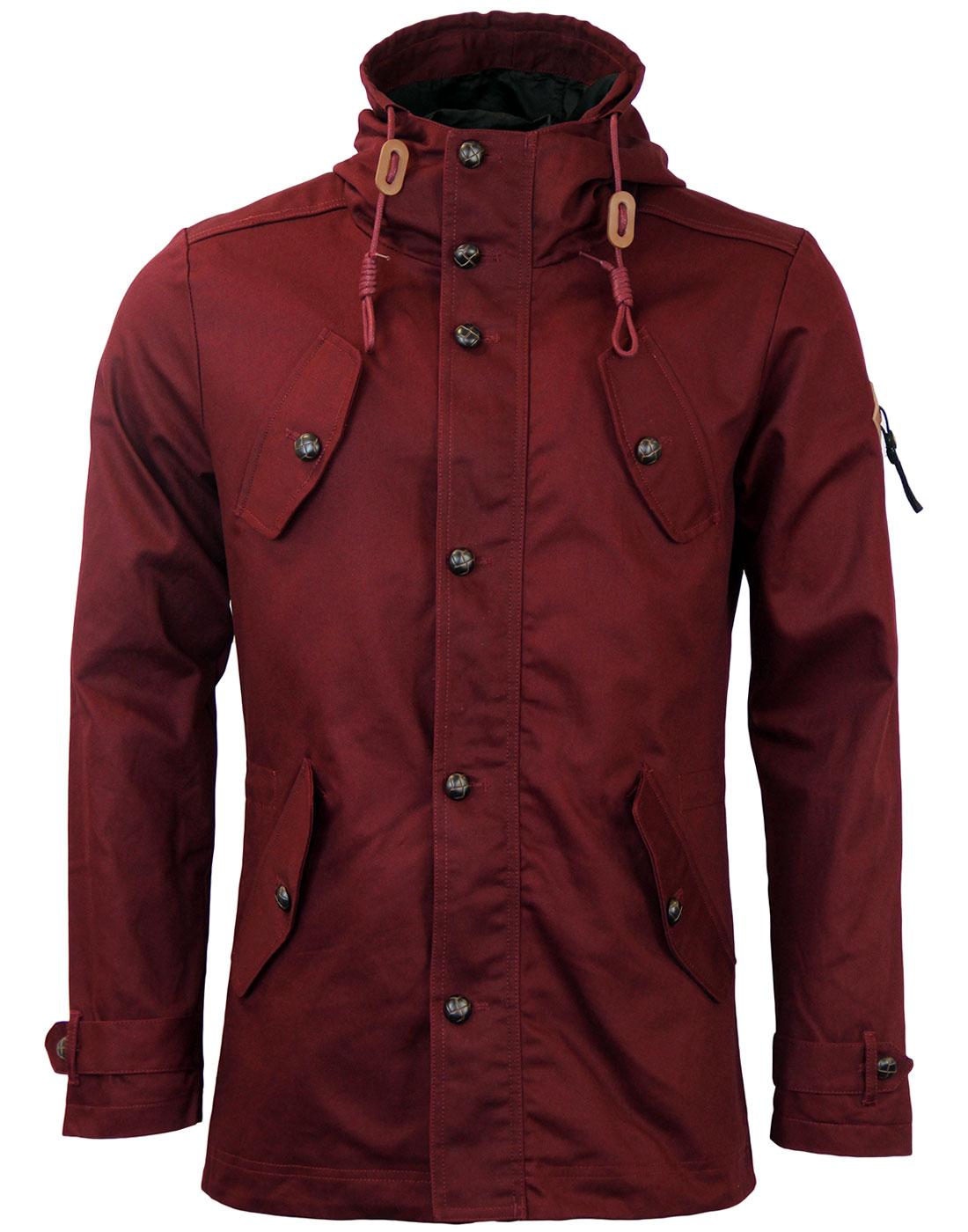 FLY53 Burton Retro Indie Mod Military Fishtail Parka in Oxblood