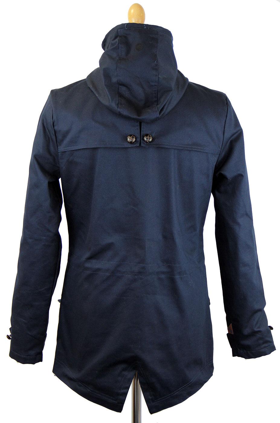 FLY53 Burton Retro Indie Mod Hooded Casual Parka Jacket Midnight