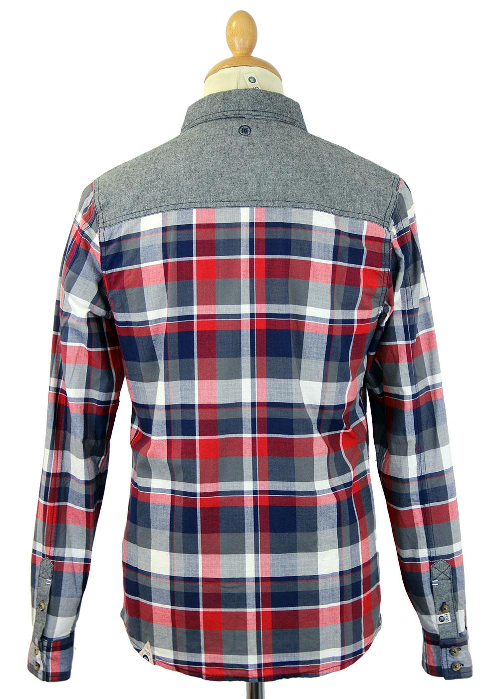 FLY53 Retro Indie Mod Check & Denim Retro Western Shirt