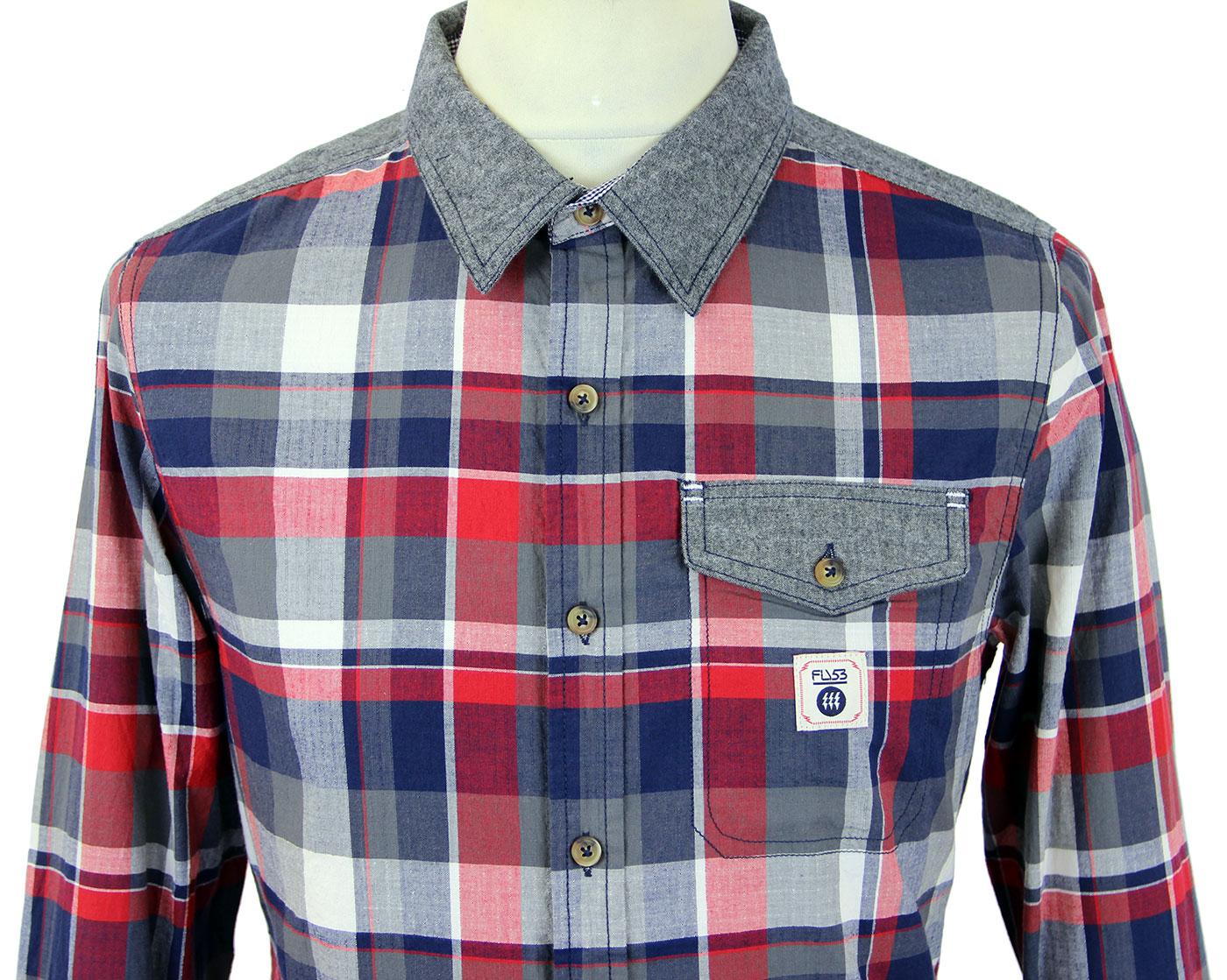 FLY53 Retro Indie Mod Check & Denim Retro Western Shirt