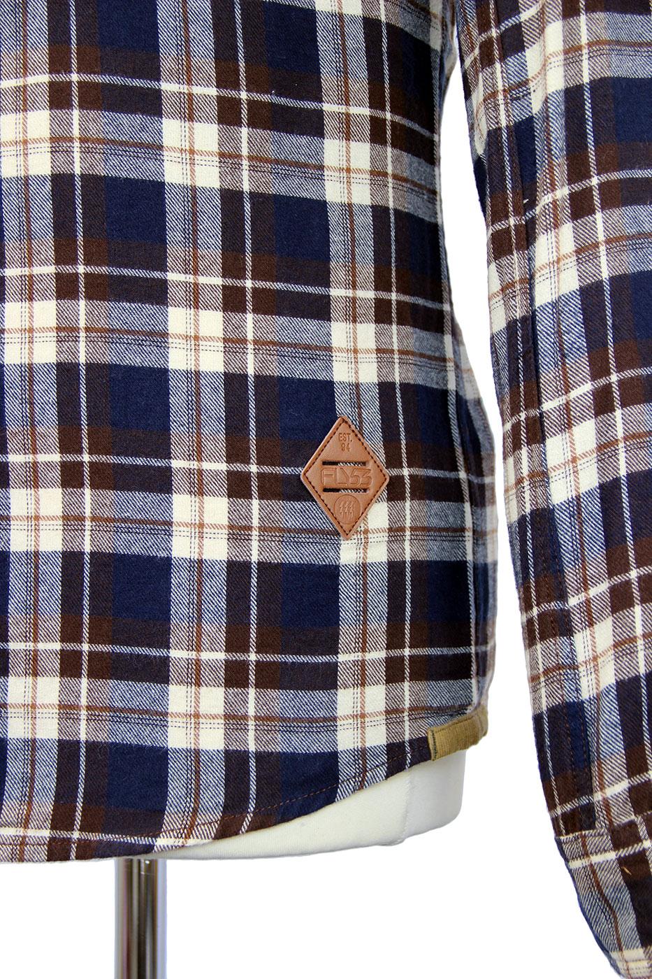 FLY53 Heathwood Retro Indie Mod Cord Collar Check Shirt