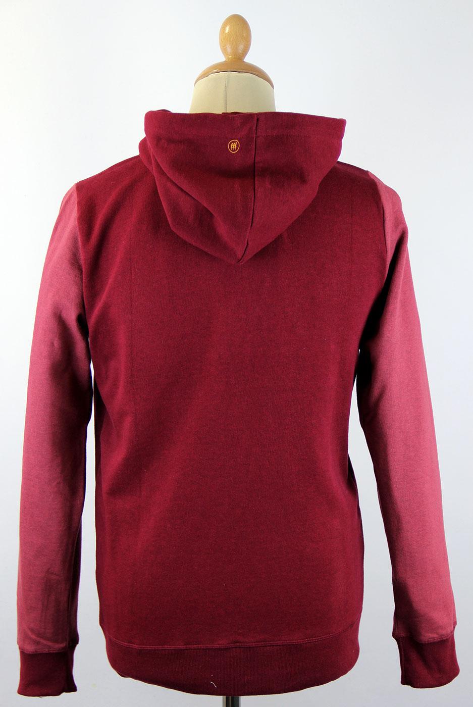 FLY53 Exit Strategy Retro Indie Block Colour Hoodie Oxblood