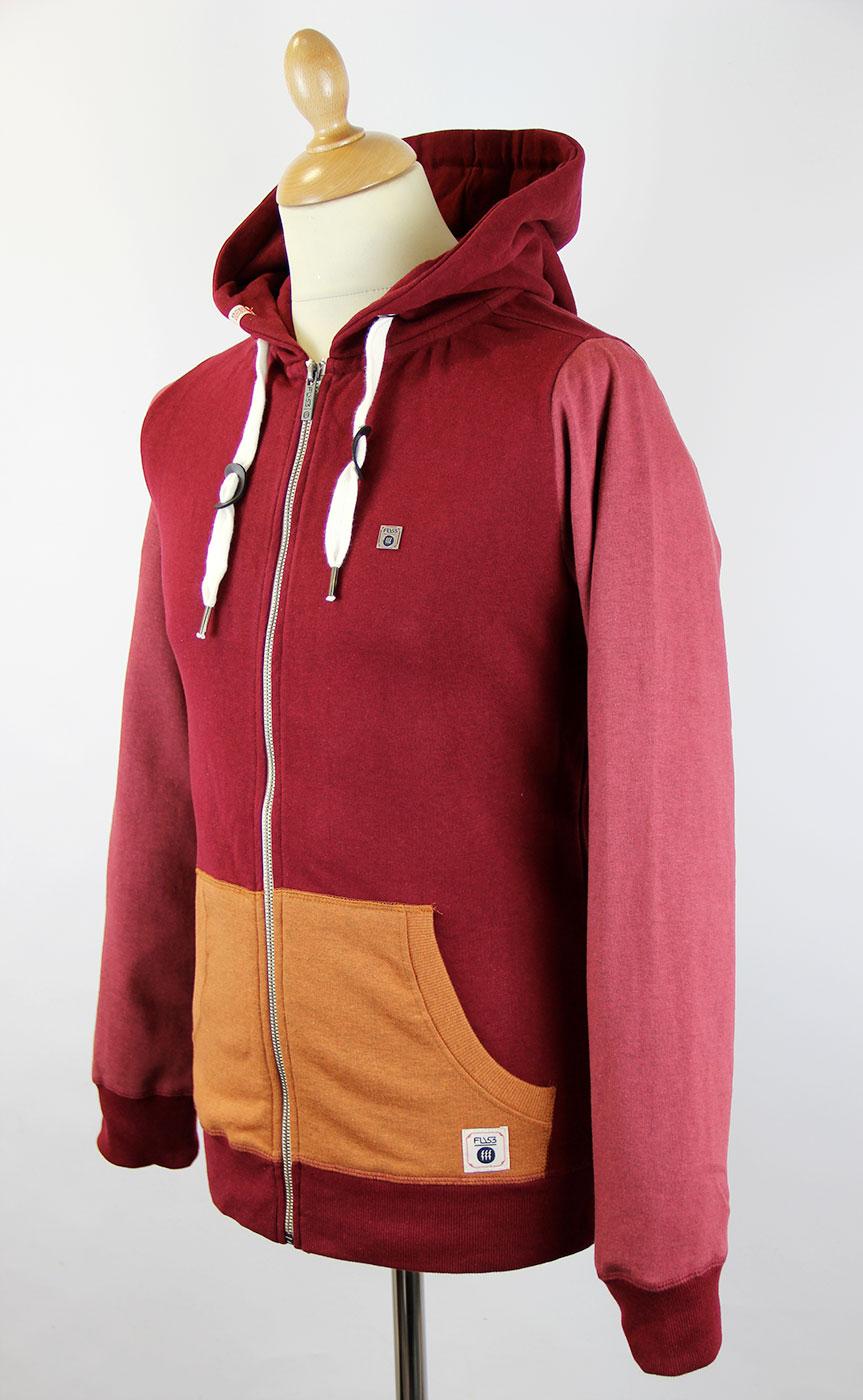 FLY53 Exit Strategy Retro Indie Block Colour Hoodie Oxblood