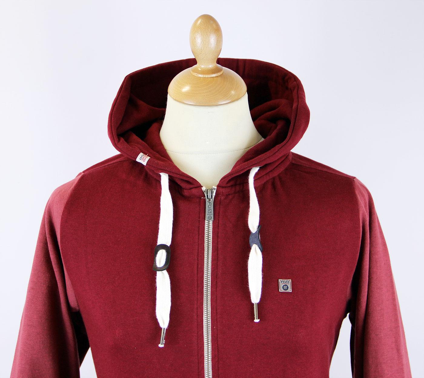 FLY53 Exit Strategy Retro Indie Block Colour Hoodie Oxblood