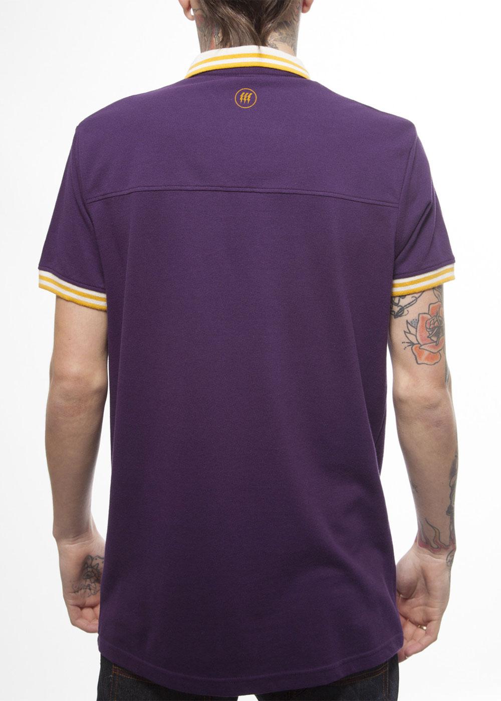 FLY53 Knockout Retro Indie Mod Contrast Collar Pique Polo Top