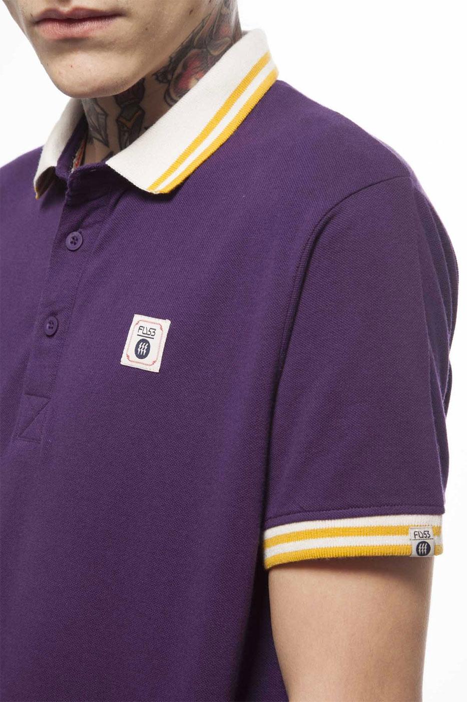 FLY53 Knockout Retro Indie Mod Contrast Collar Pique Polo Top