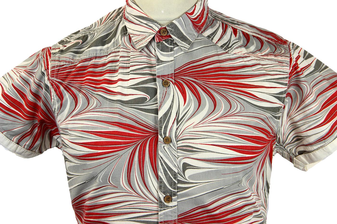 FLY53 Retro 60s Indie Psychedelic Marble Print Shirt Short Sleeve