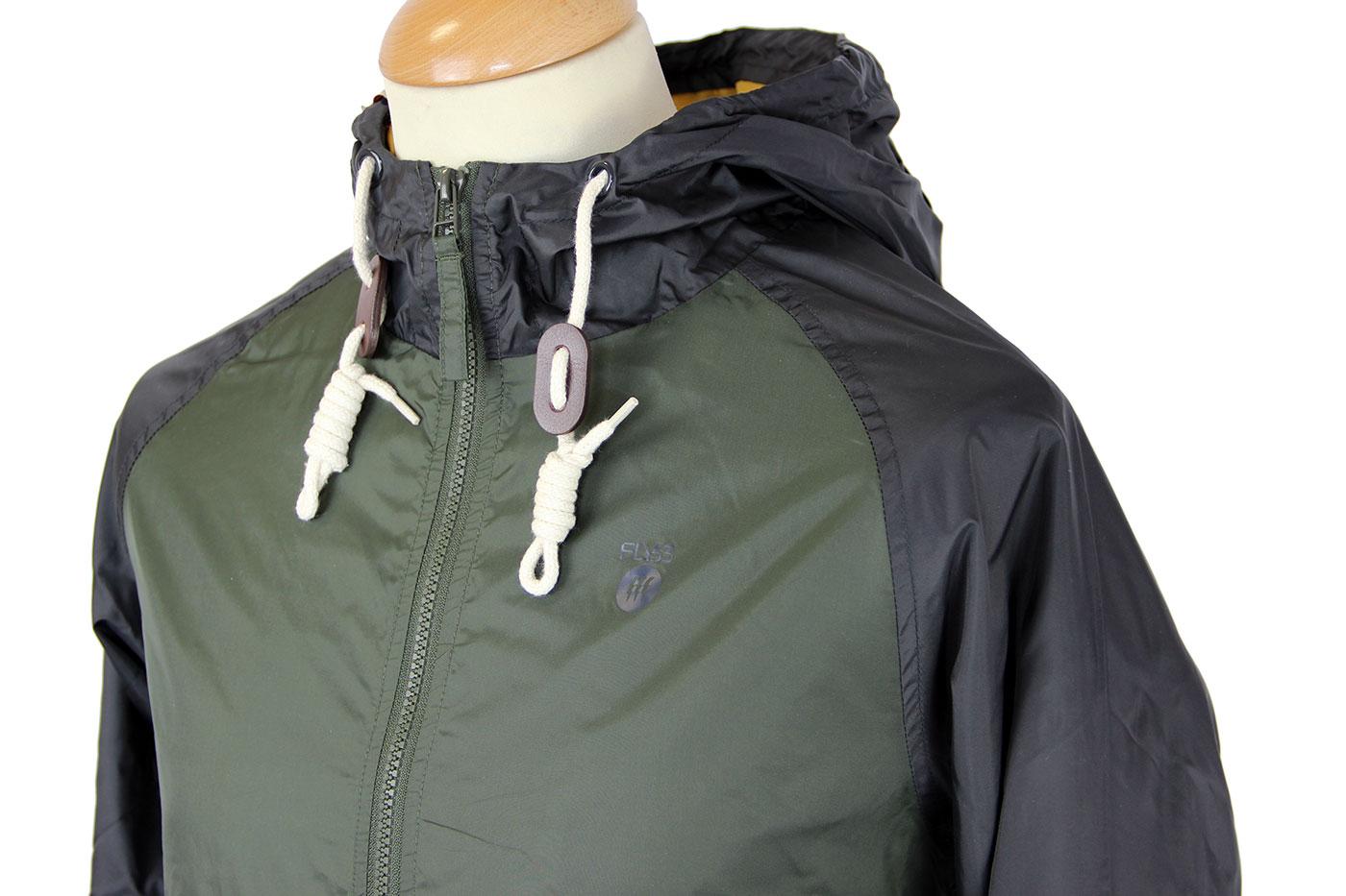 FLY53 Zarco Retro 70s Indie Panel Nylon Hooded Windbreaker Jacket