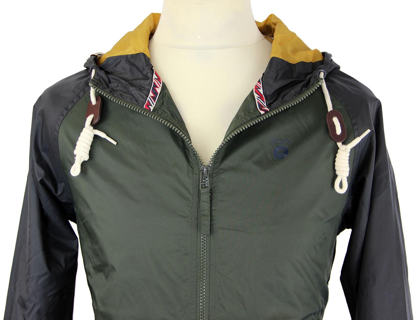 FLY53 Zarco Retro 70s Indie Panel Nylon Hooded Windbreaker Jacket