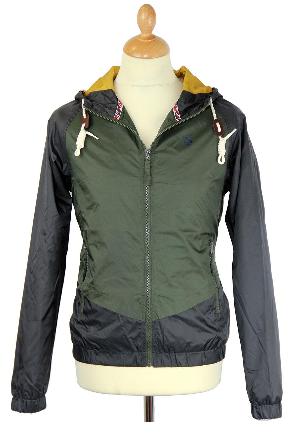 FLY53 Zarco Retro 70s Indie Panel Nylon Hooded Windbreaker Jacket