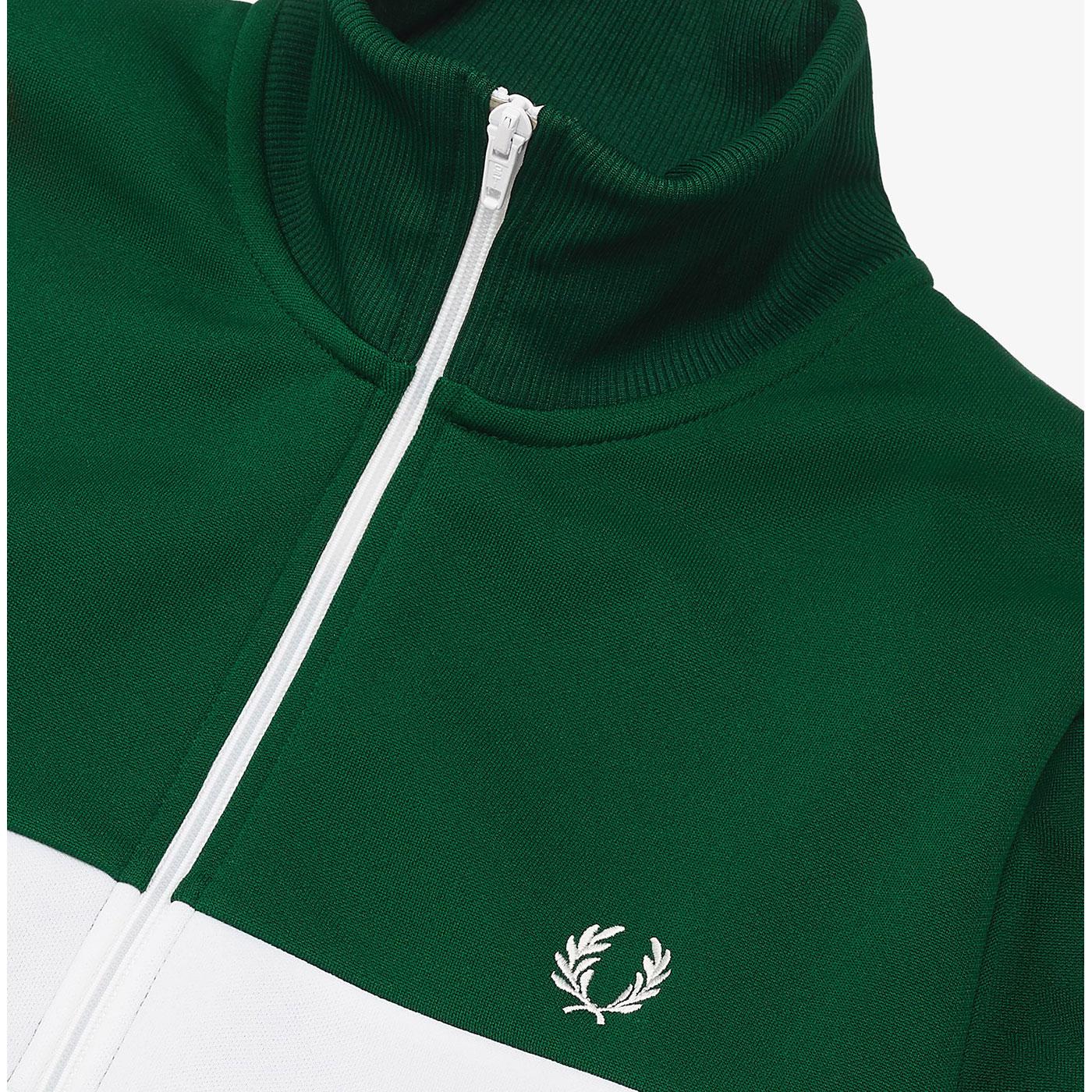 FRED PERRY Men's Retro Contrast Panel Track Jacket in Ivy