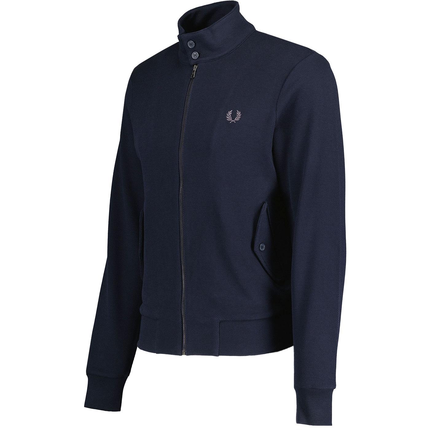 Fred PERRY Retro Harrington Button Neck Track Jacket in Navy