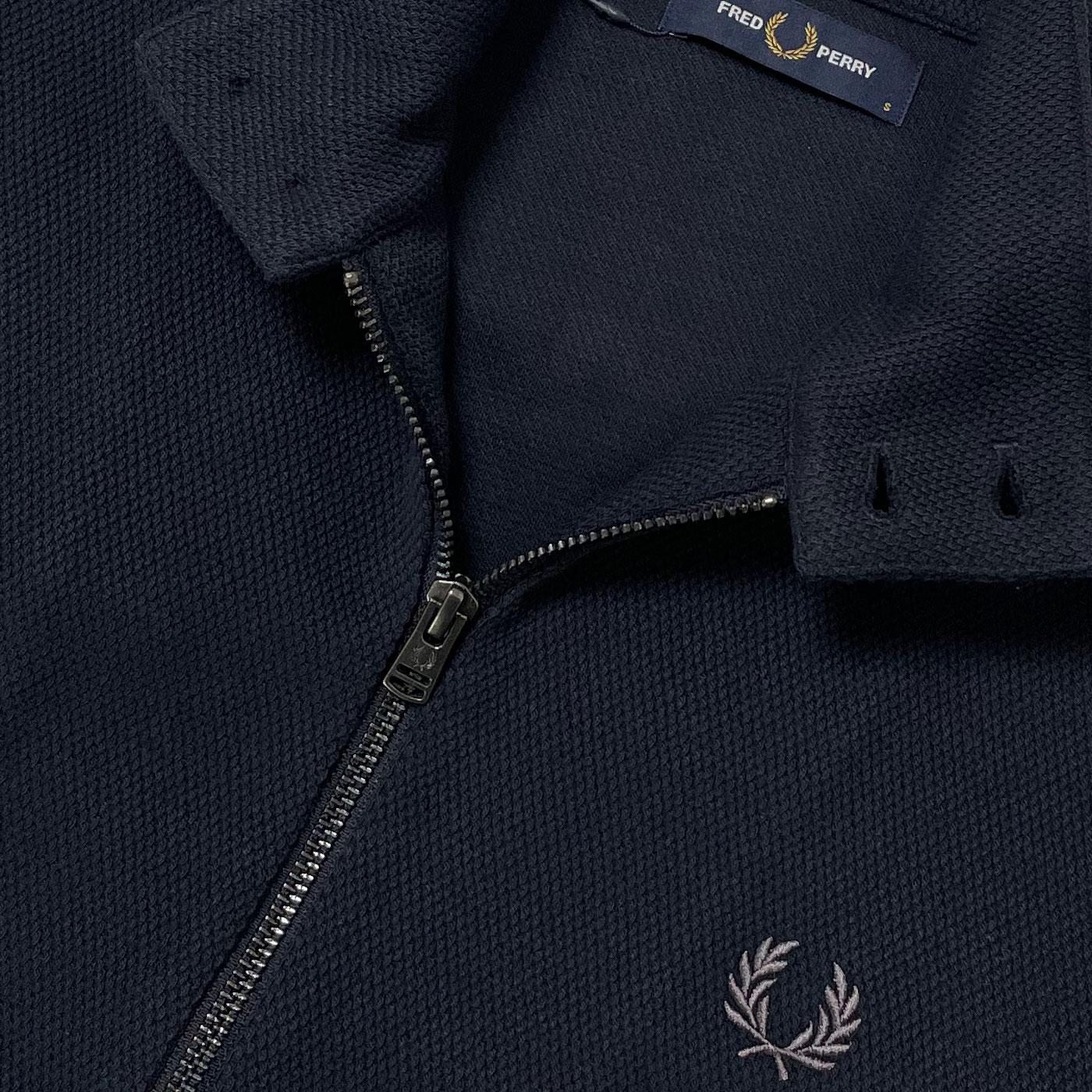 Fred PERRY Retro Harrington Button Neck Track Jacket in Navy