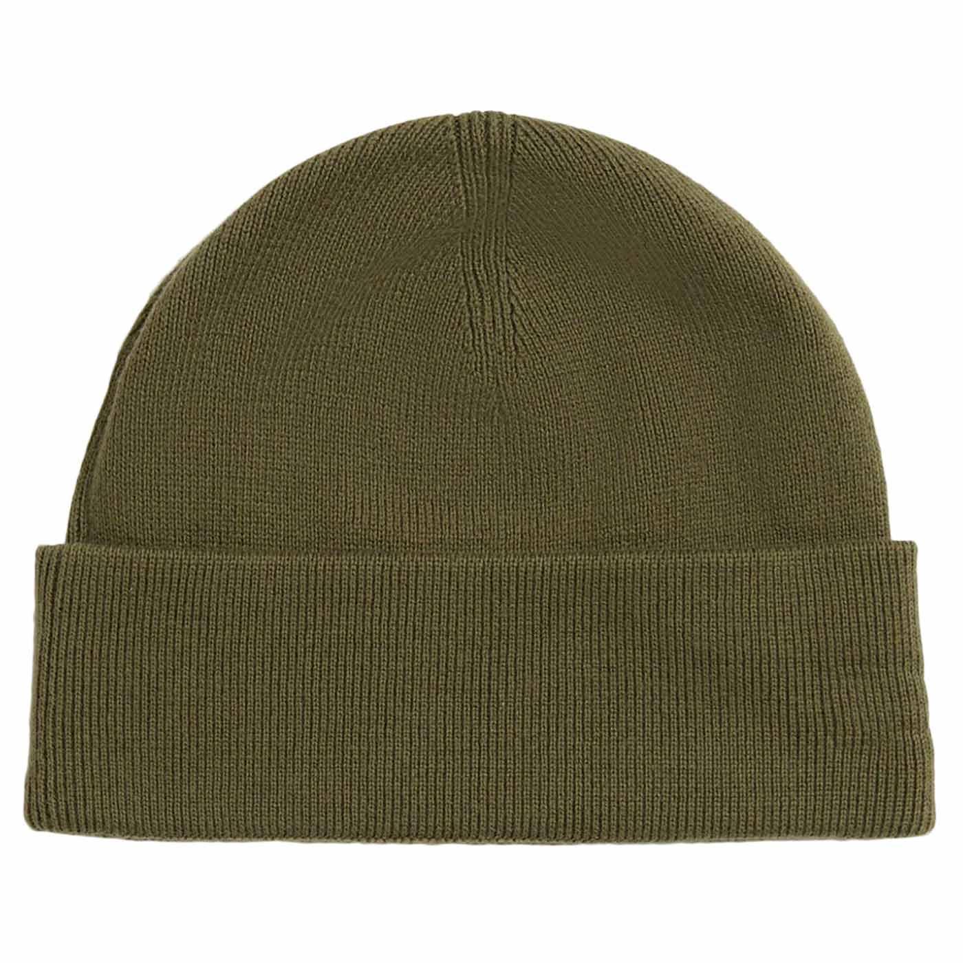 FRED PERRY Merino Wool Retro Knit Beanie Hat Uniform Green