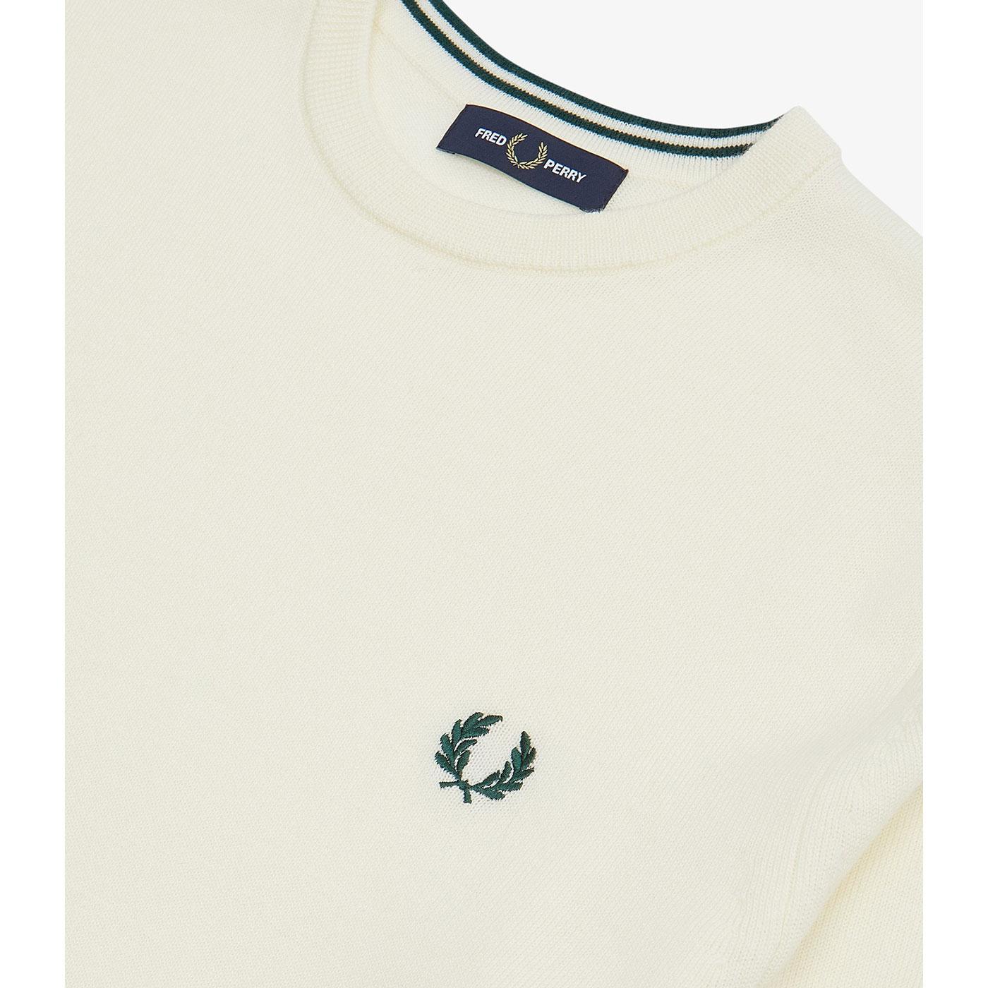 FRED PERRY Men's Mod Knitted Merino Wool Jumper in Ecru