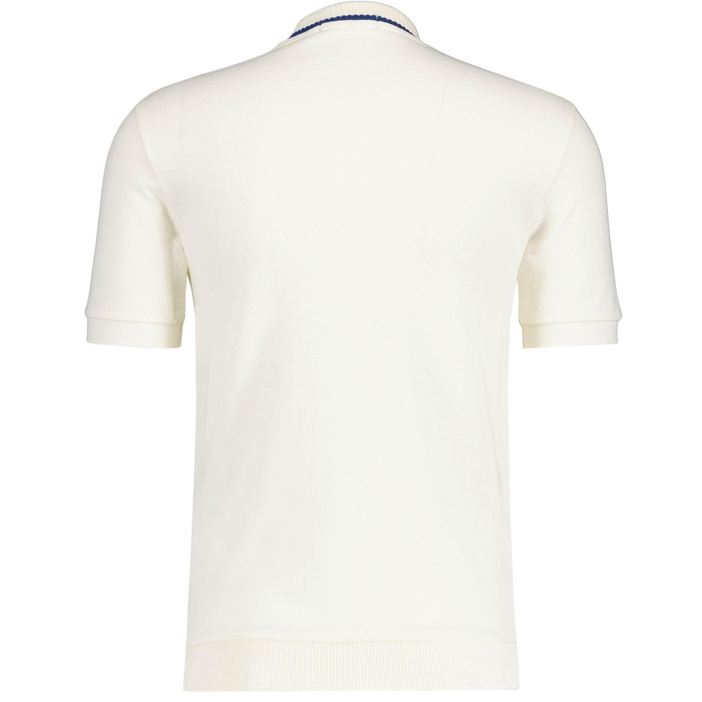 FRED PERRY Retro M7 Pique Tipped Crew Neck T-shirt in Ecru