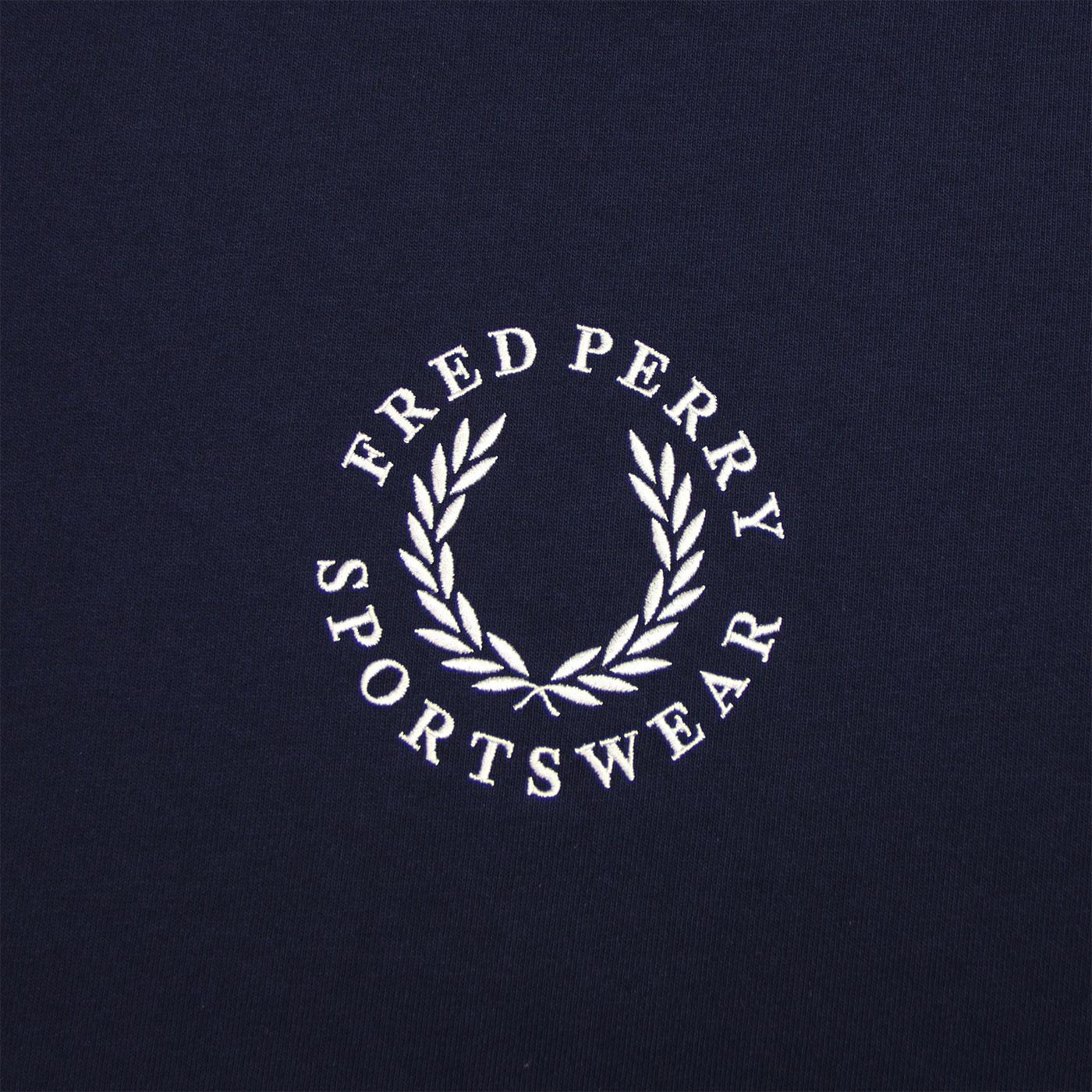 FRED PERRY Circular Logo Embroidered Tee Carbon Blue
