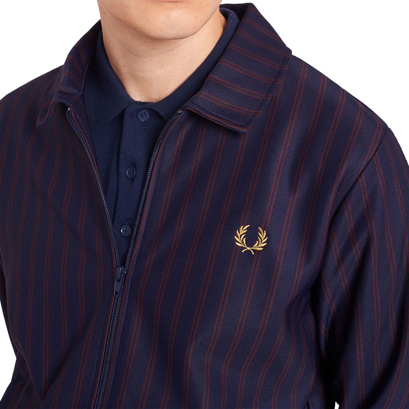 FRED PERRY Mens Mod Striped Track Jacket in Carbon Blue