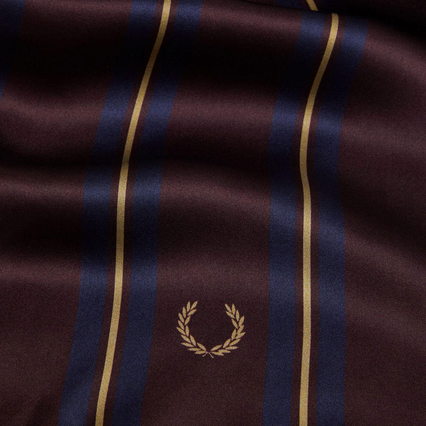 FRED PERRY Retro Mod Stripe Silk Scarf in Mahogany