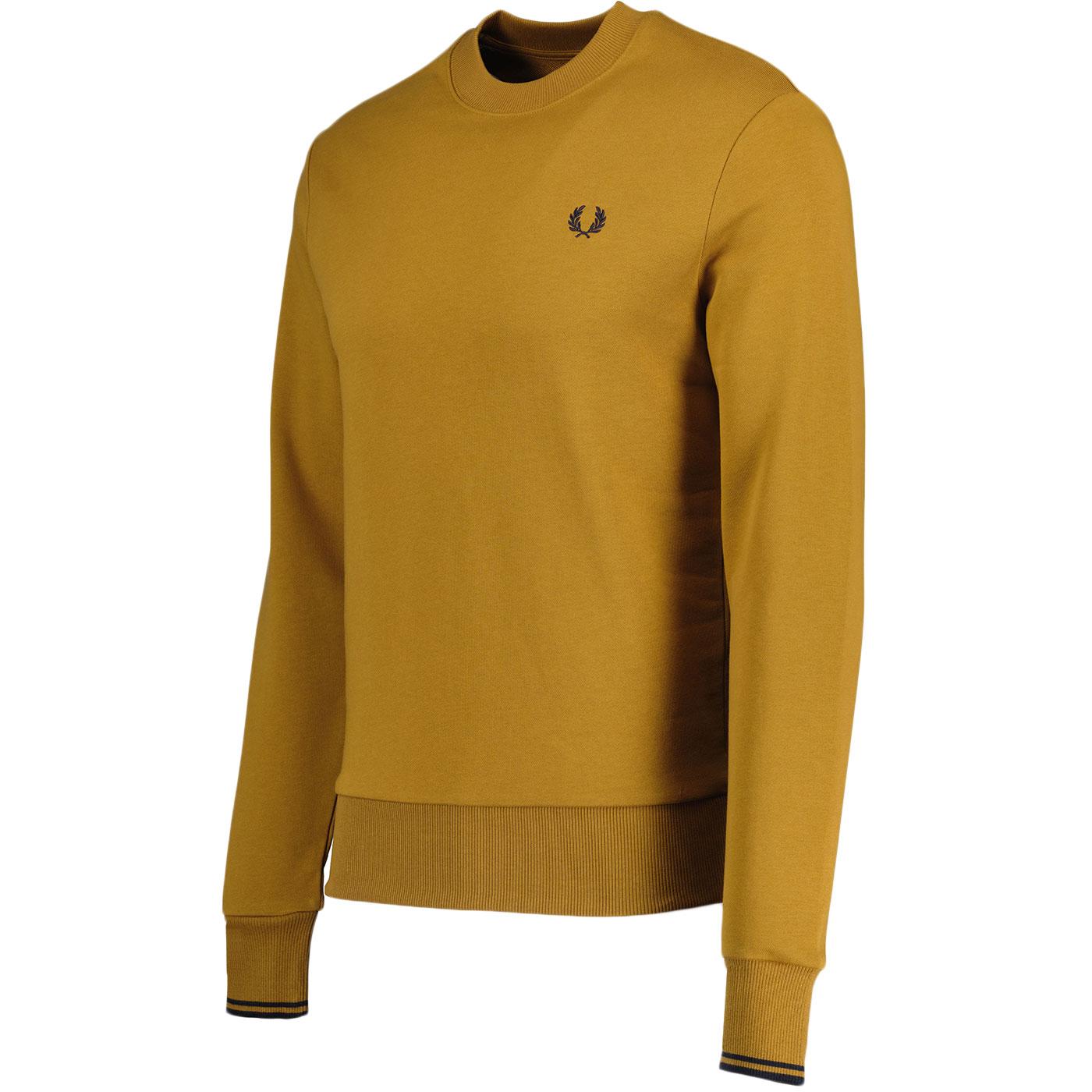 Fred Perry Men's Retro Crew Neck Sweatshirt in Dark Caramel