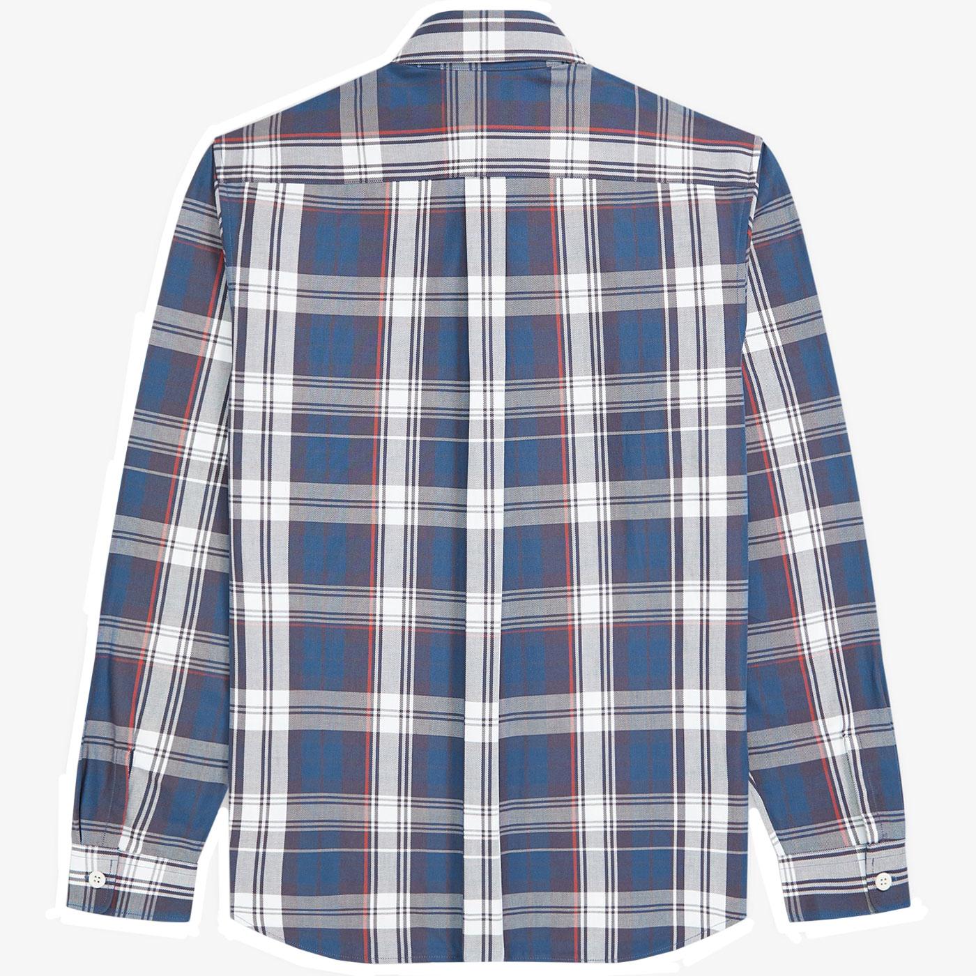 FRED PERRY Men's Retro Mod Twill Check Shirt in Midnight