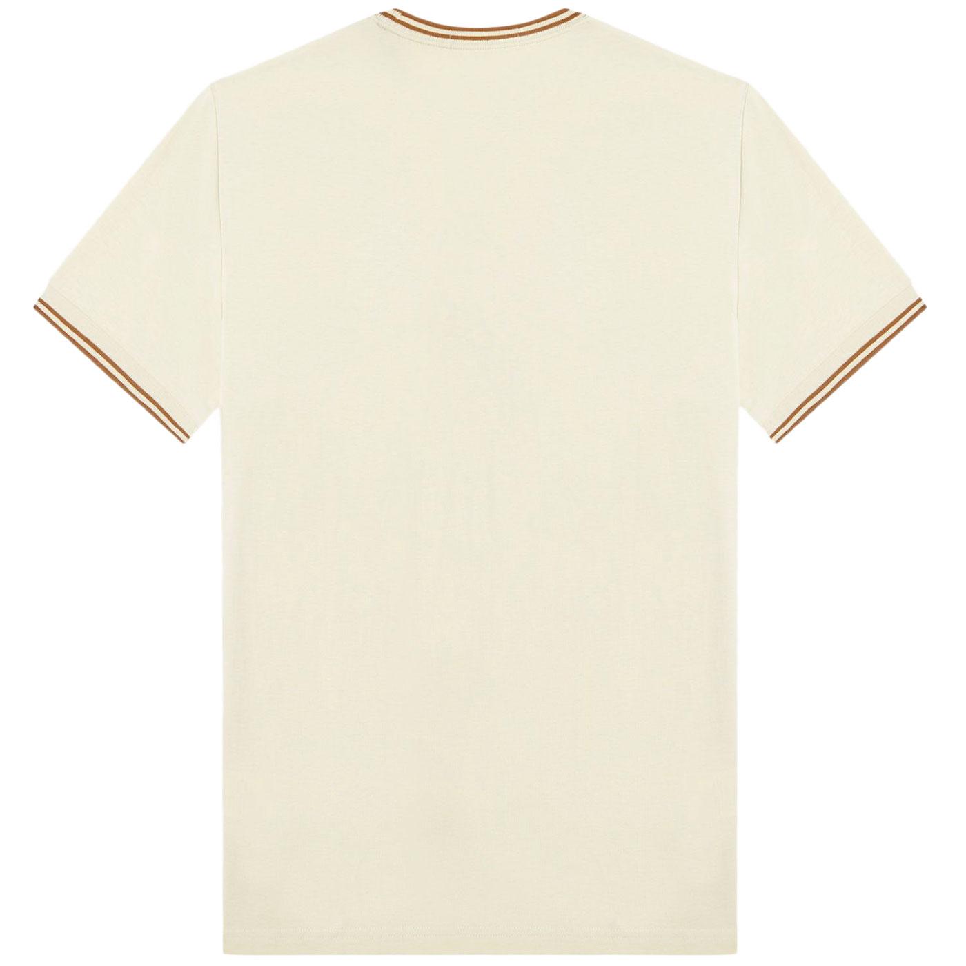 FRED PERRY M1588 Twin Tipped Ringer Tee Oatmeal Caramel