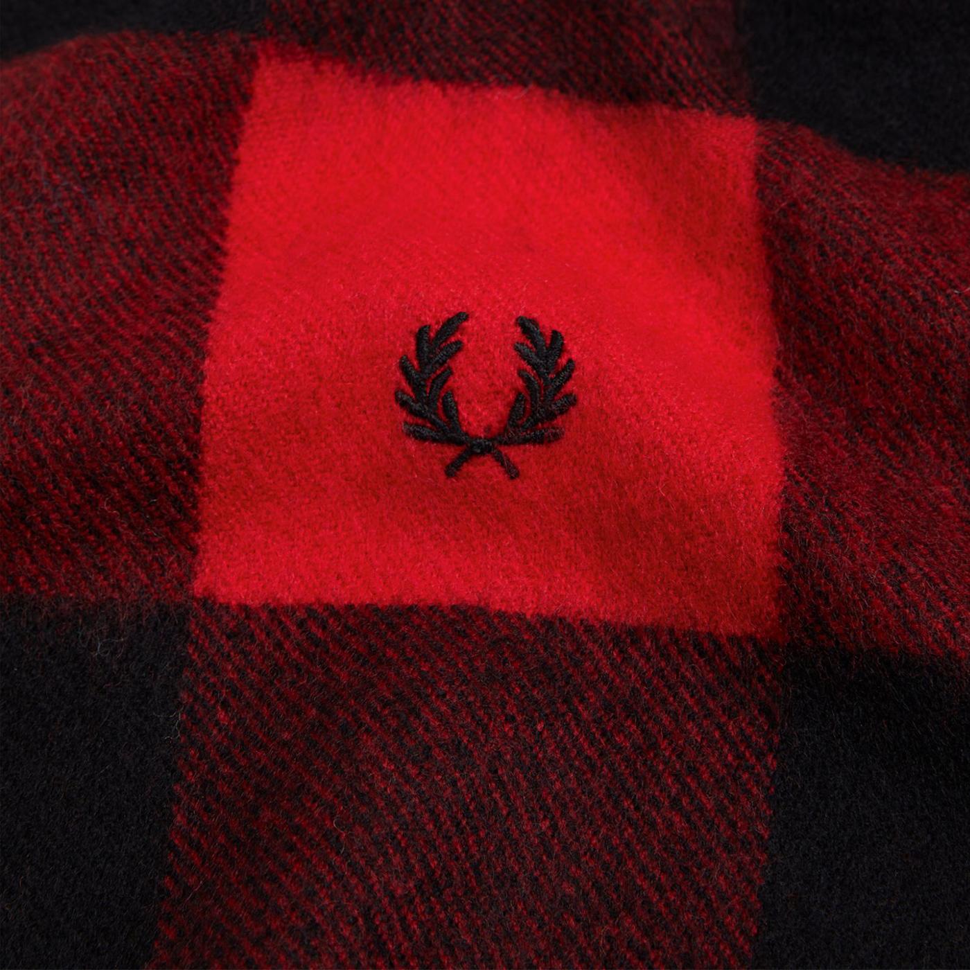 FRED PERRY Made in Scotland Mod Gingham Scarf Black/Red
