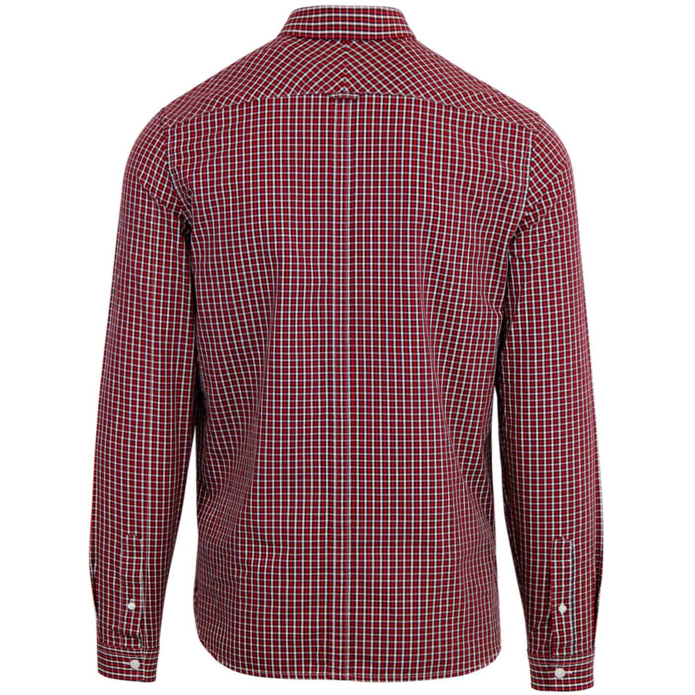 FRED PERRY Mod Button Down Basketweave Check Shirt Red