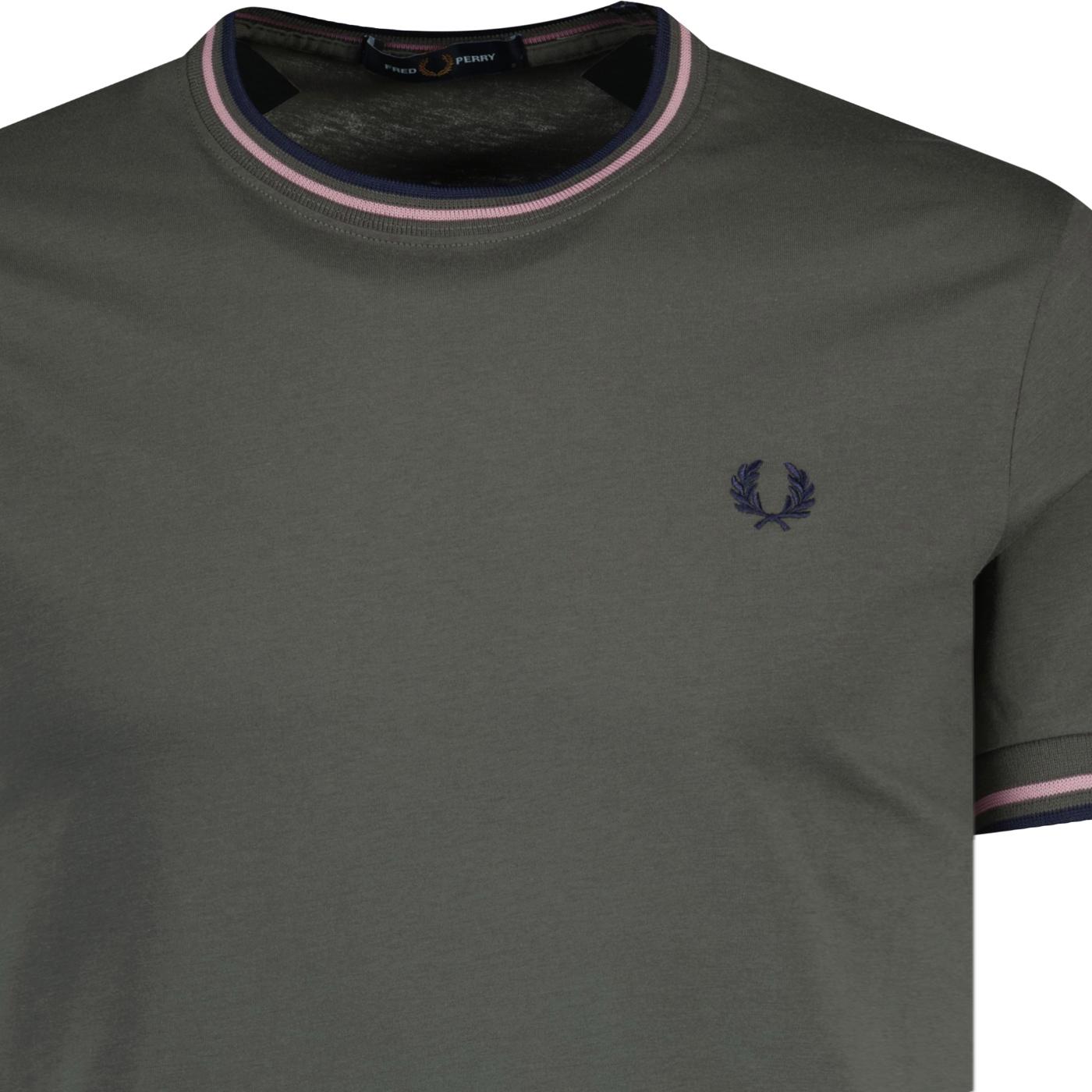 FRED PERRY M1588 Retro Mod Twin Tipped T-Shirt Field Green